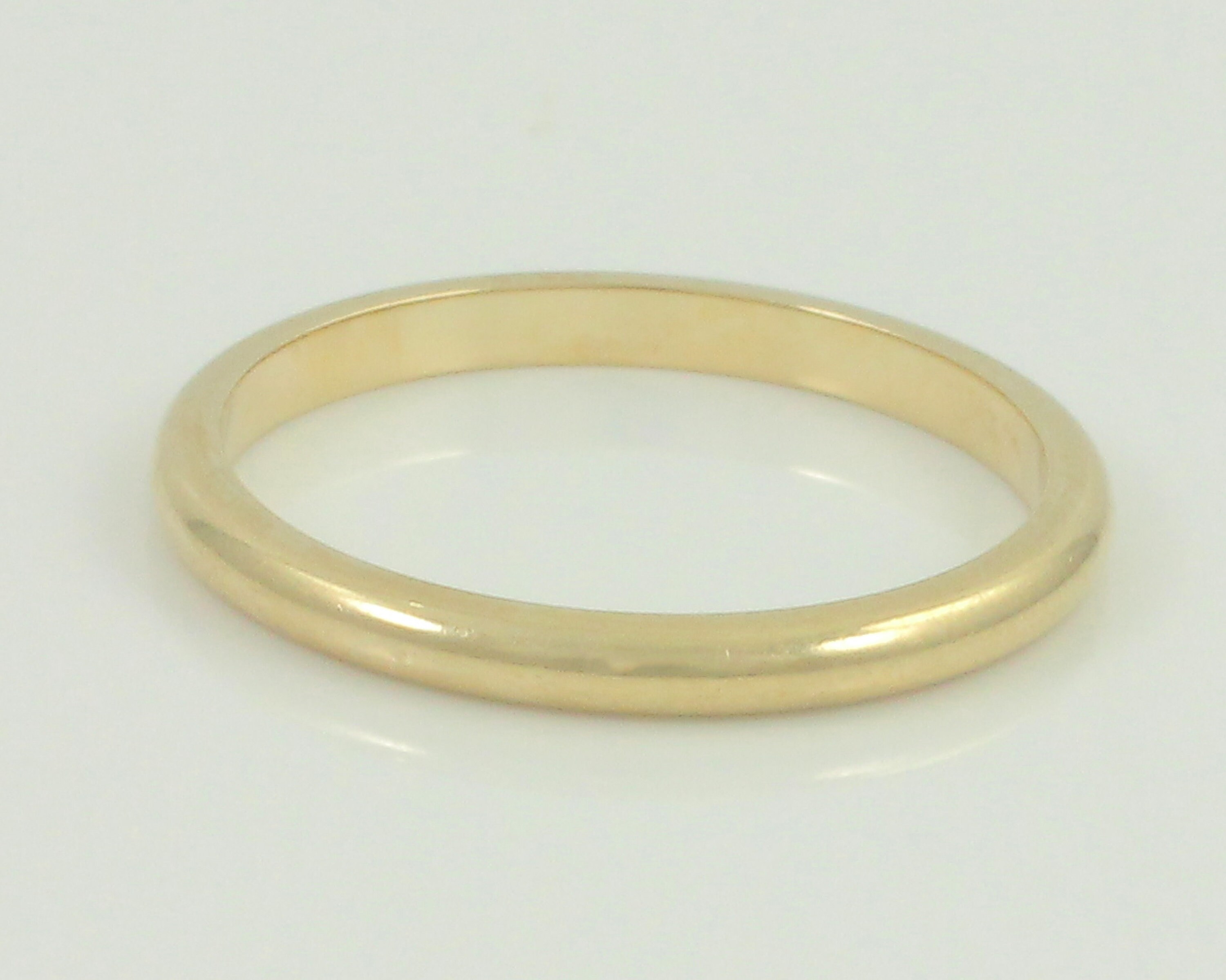 Vintage 14K Gold Wedding Ring, 14K 1.8 mm Wide Domed Band Flat Edge ...