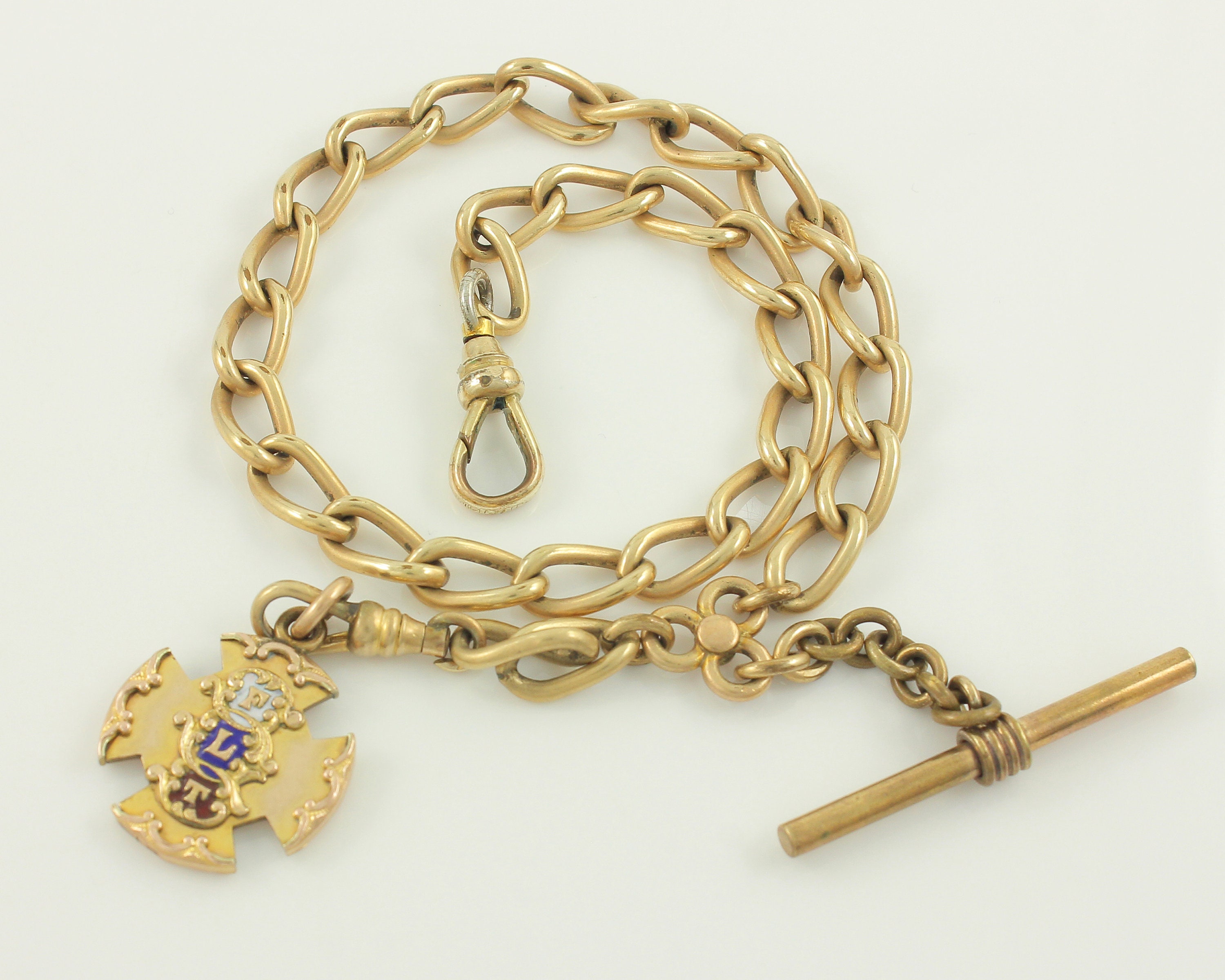 Victorian Gold Filled Albert Watch Chain Odd Fellows Fob, 1900s GF ...