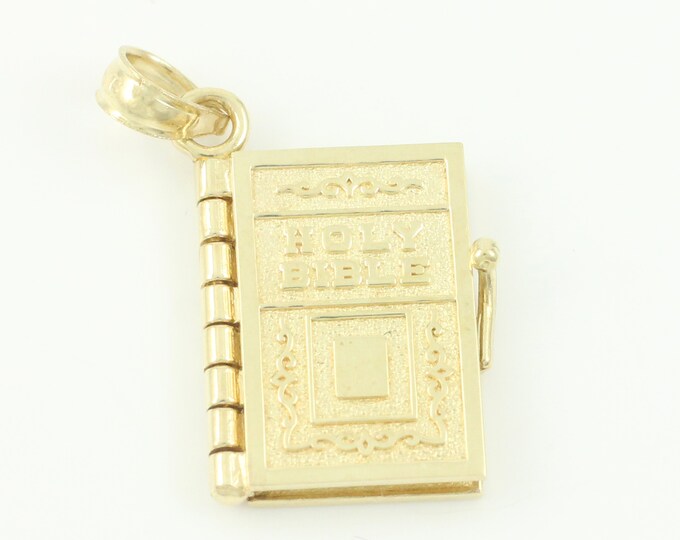 Vintage 14K Opening Bible Lord's Prayer Pendant, Vintage 14K Yellow ...