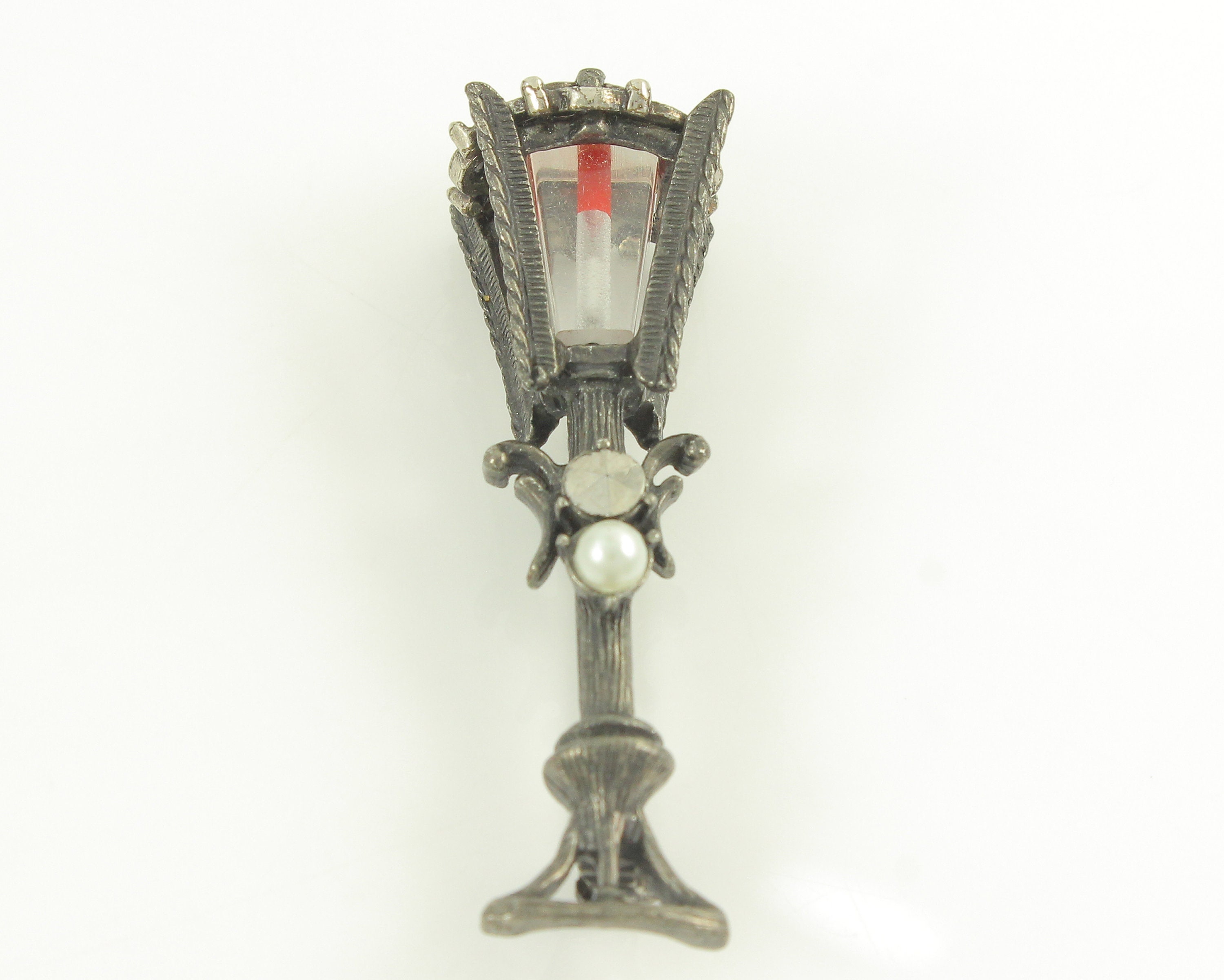 Vintage Hollycraft Street Light Brooch, Hollycraft Antique Silver Tone ...