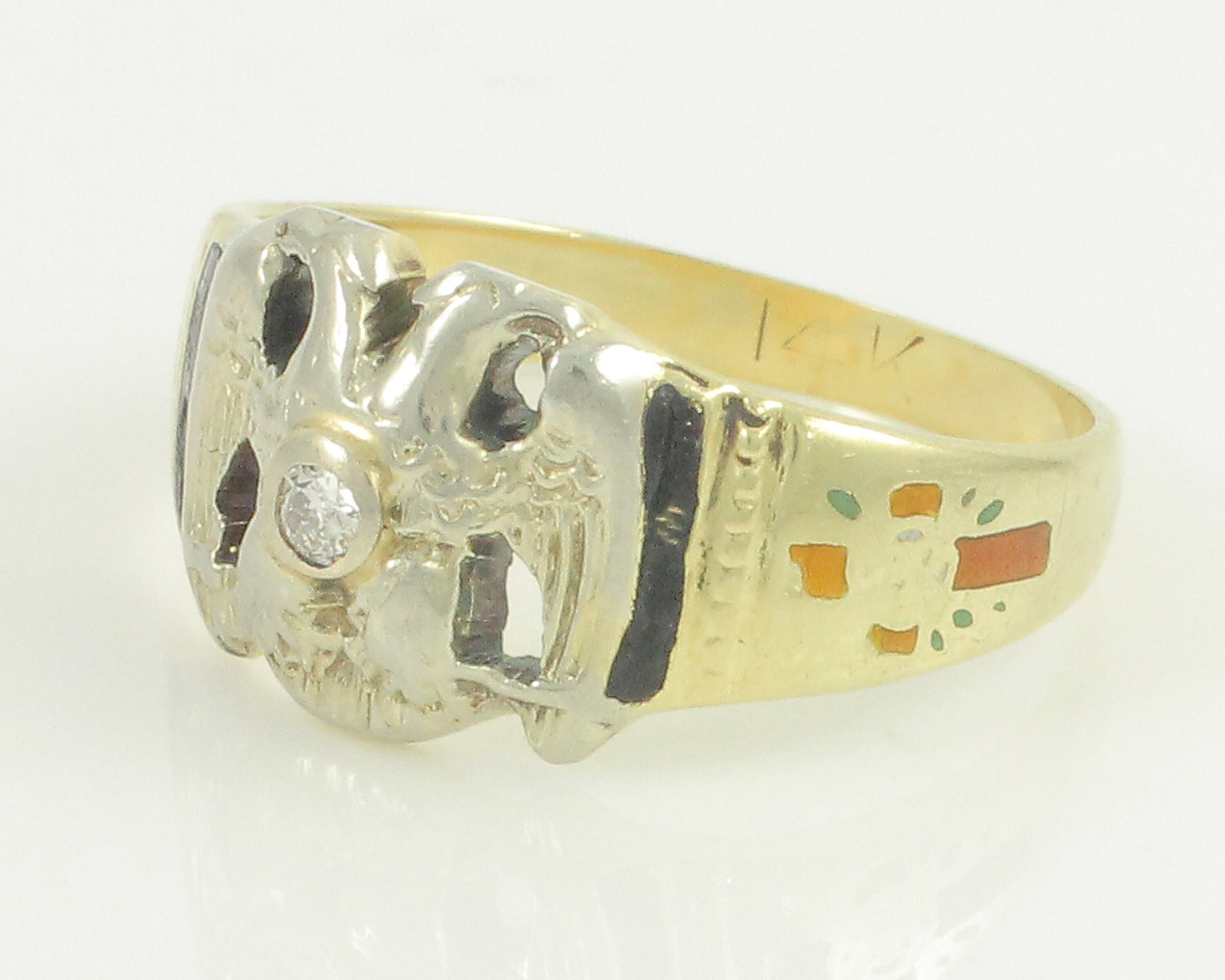 Vintage 32nd Degree Scottish Rite Master Mason 14K Diamond Ring, 14K ...