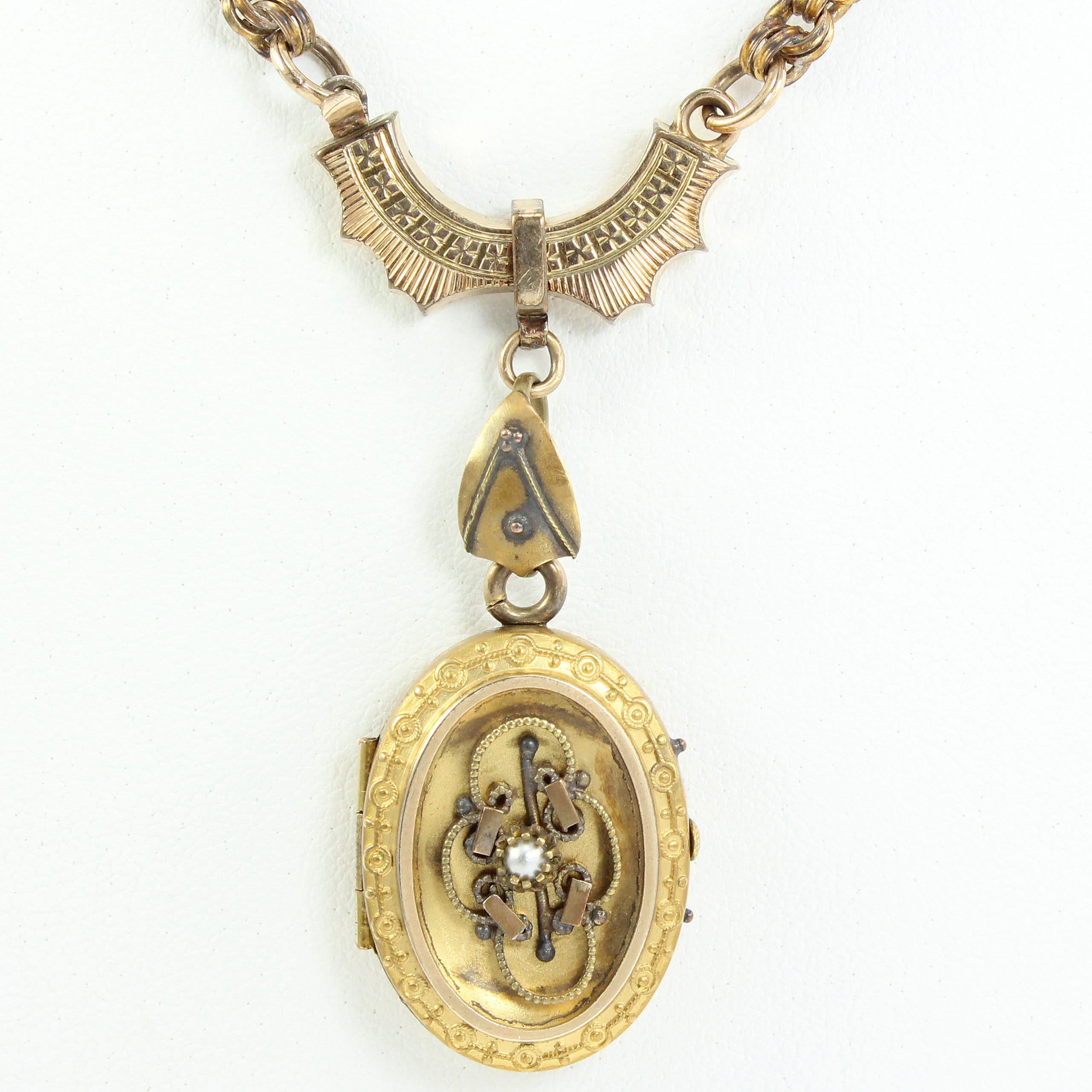 Antique Gold Filled Oval Locket - Victorian Etruscan Revival c.1870 19 ...