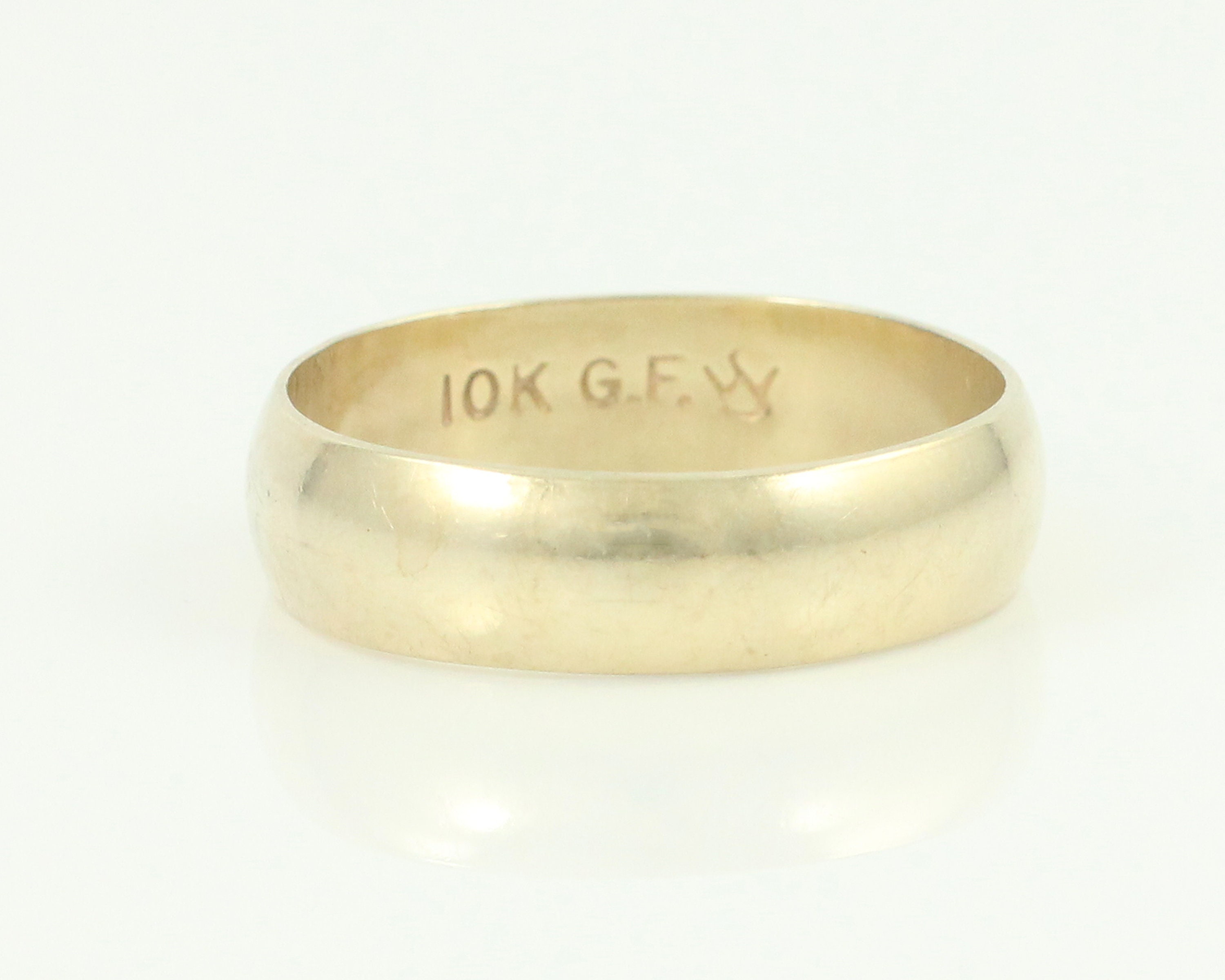 Vintage 10K Gold Fill Wide Domed Wedding Band, 1960s 10K Yellow GF 5 ...