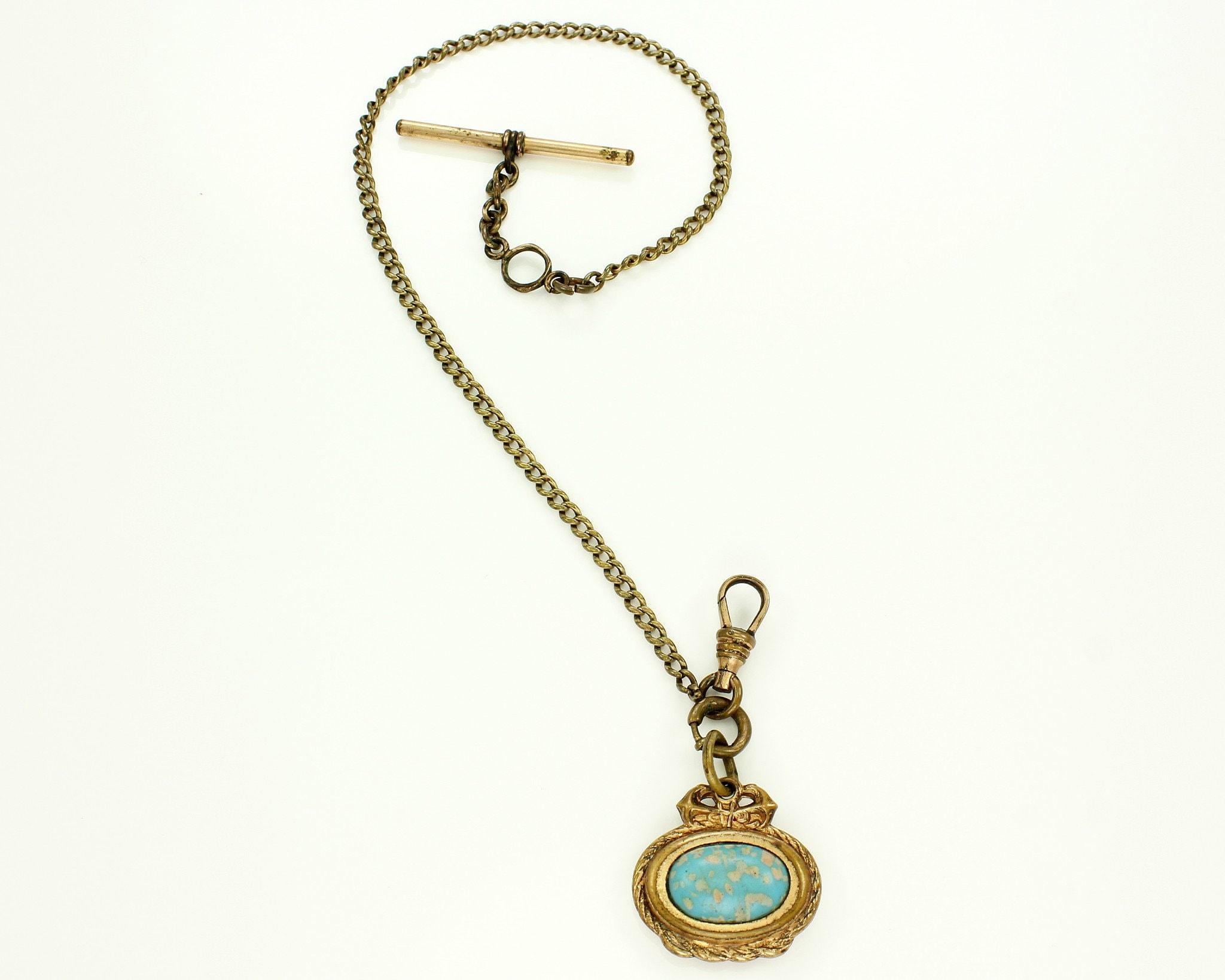 Antique Anchor Nautical Fob Watch Chain - Victorian Gold Filled Curb ...