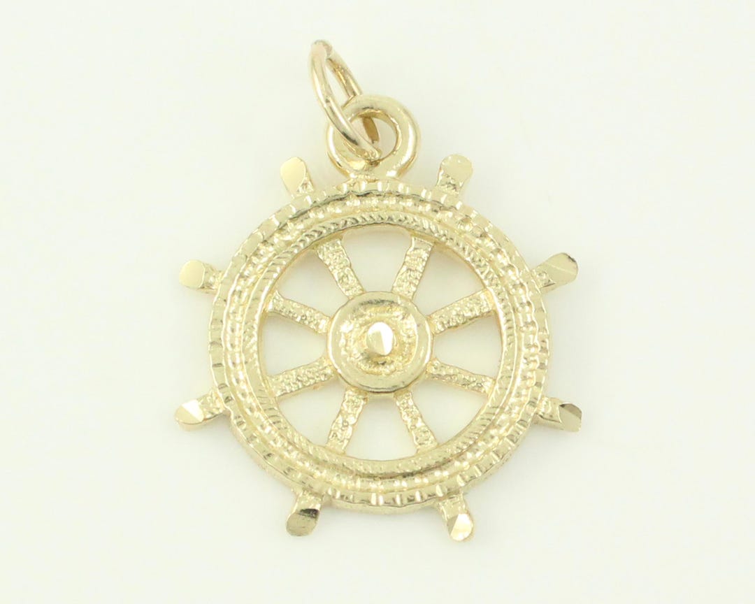 Vintage 14K Gold Ships Wheel Charm - Nautical Pendant - Etsy