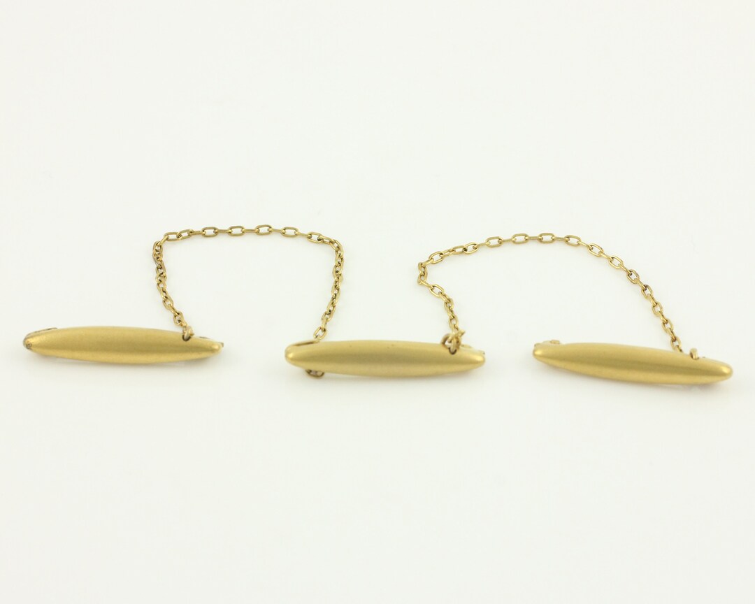 Antique Gold Fill Chained Pin Set, Edwardian Gold Filled Dress Pin Set ...