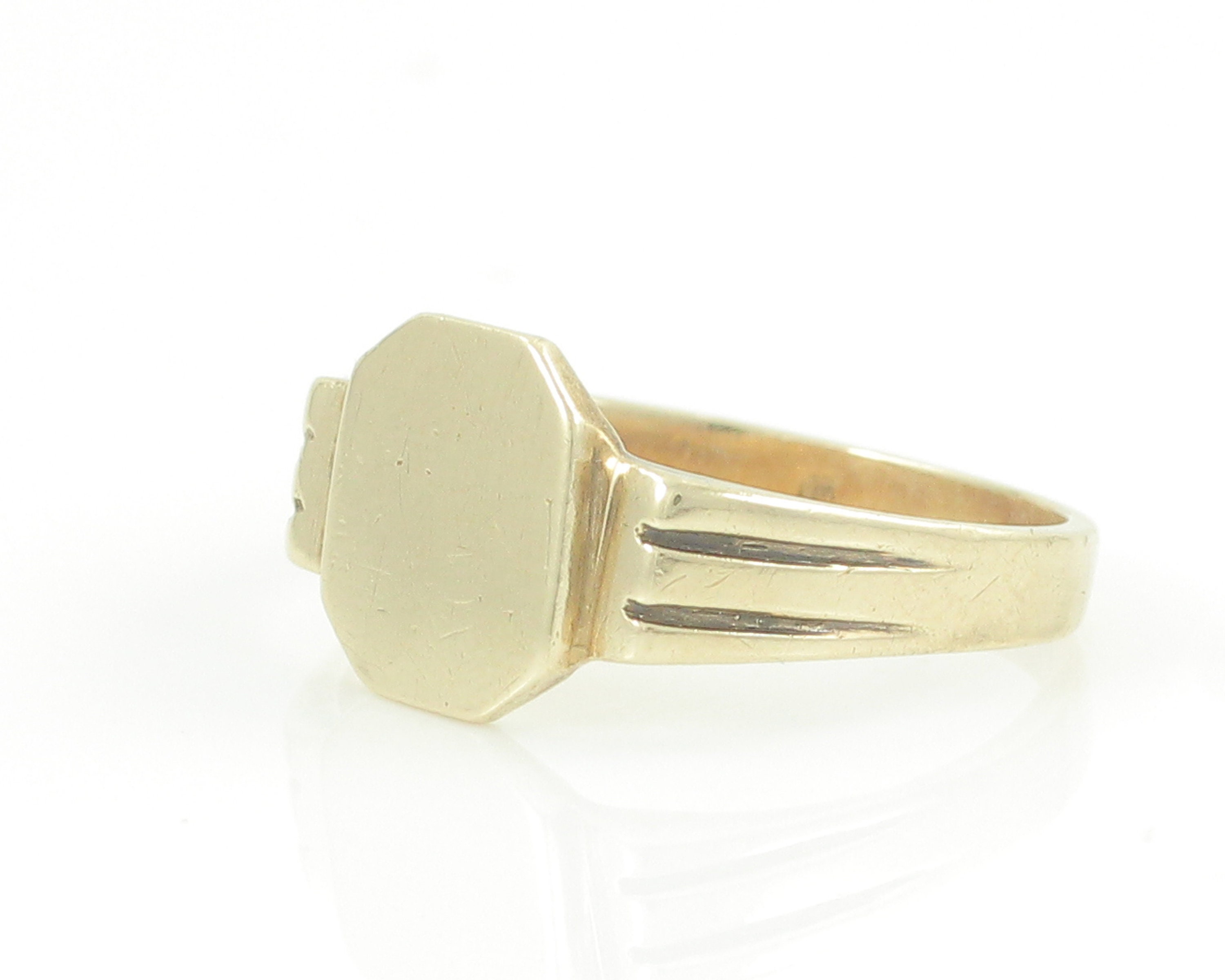 Vintage 10K Dainty Signet Ring, Antique 10k Yellow Gold Edwardian Small ...