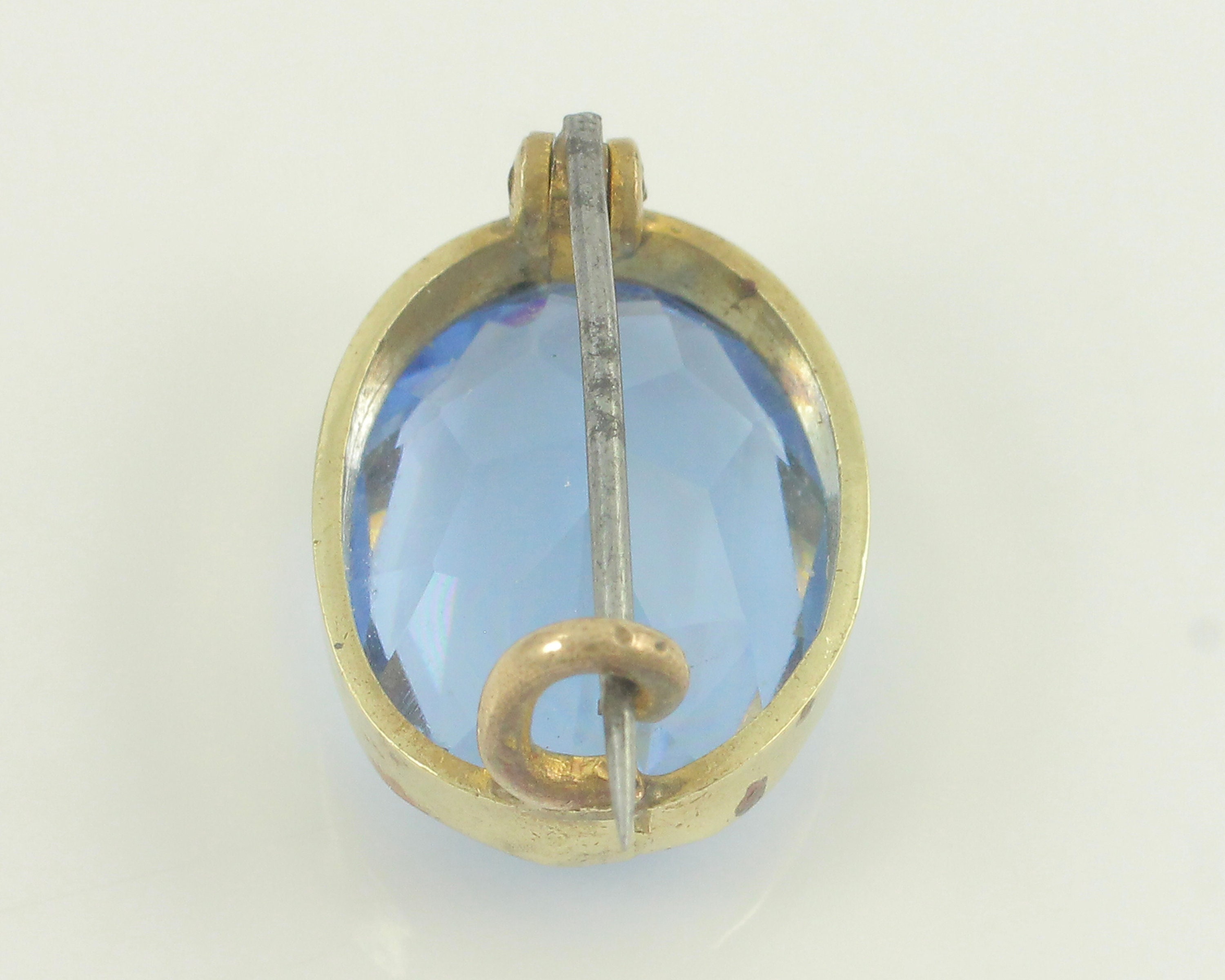 Victorian Light Blue Glass Lace Pin, Vintage Rolled Gold Blue Glass ...