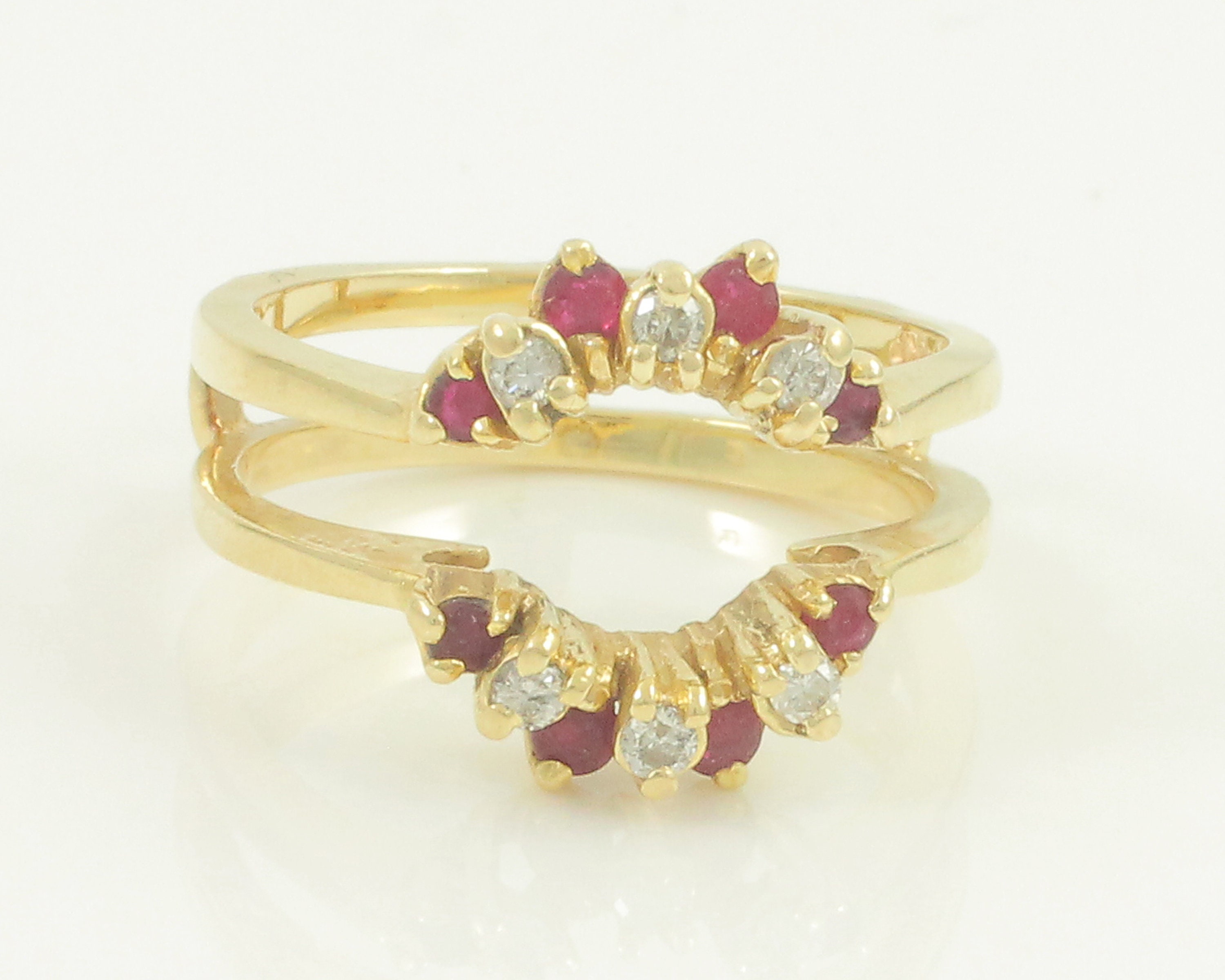 Vintage Diamond Ruby 14K Ring Guard, Vintage 14K .40 CT Ruby and .20 CT ...