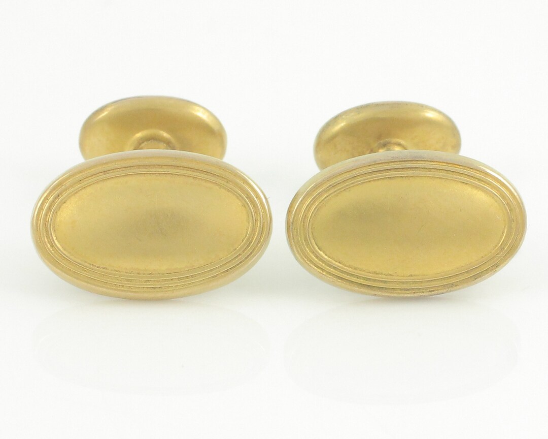Dainty Victorian Oval Gold Filled Cuff Links, Antique Gold Filled Bean ...
