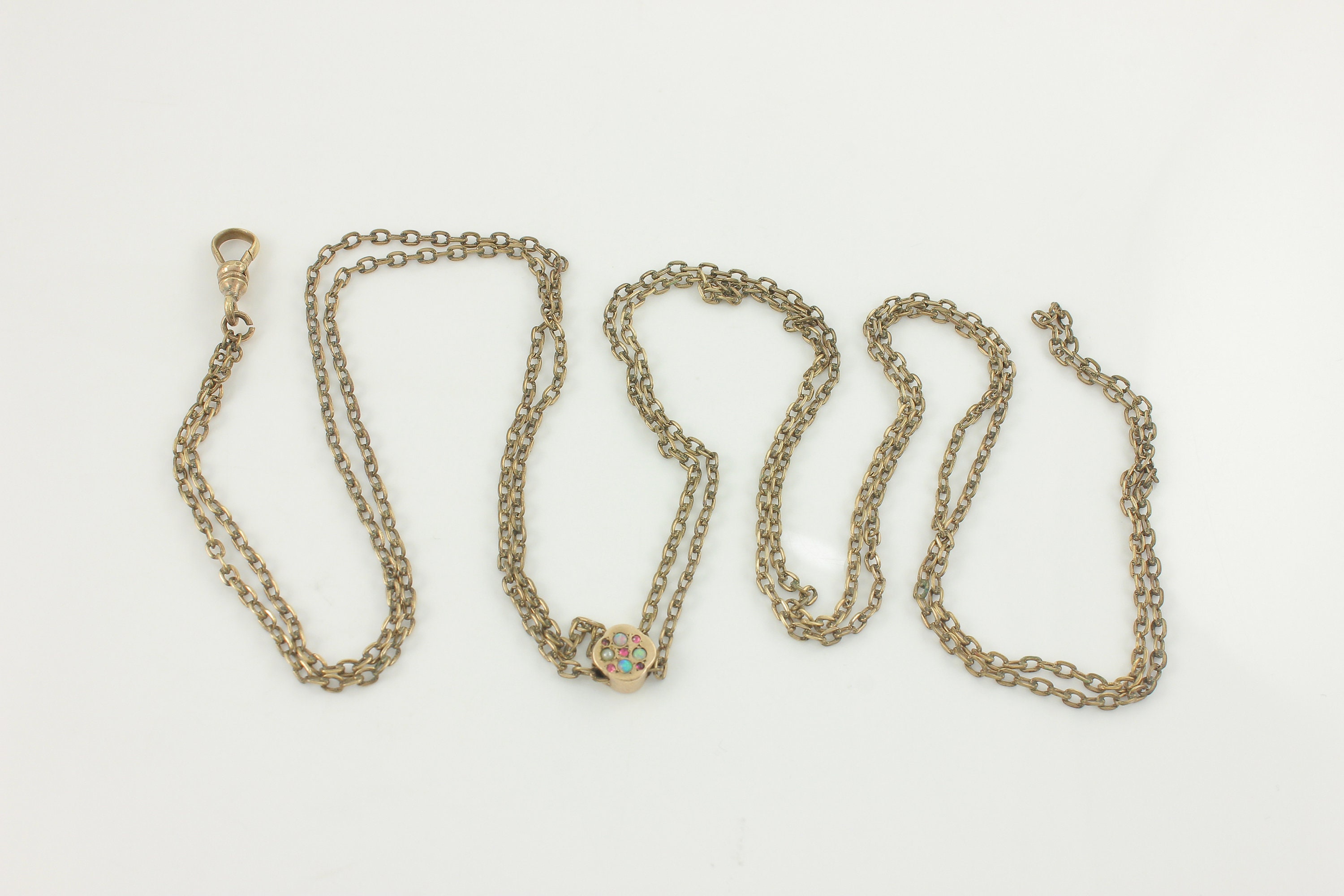 Antique Rolo Chain Victorian Slide Necklace, 50 Lady's Lorgnette Watch ...