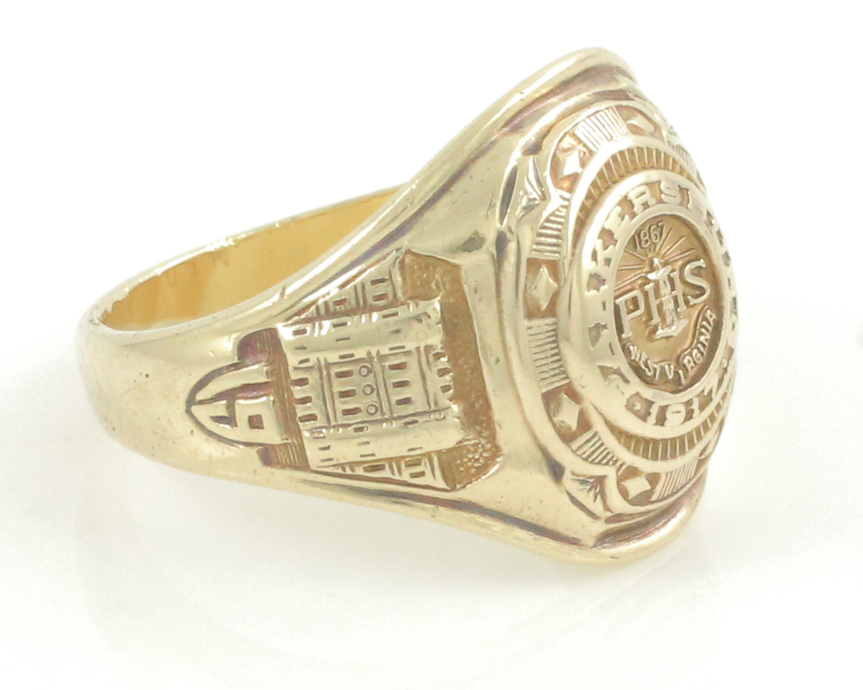 Gold Class Ring 1961 Parkersburg High School, 10K Yellow Gold Balfour ...