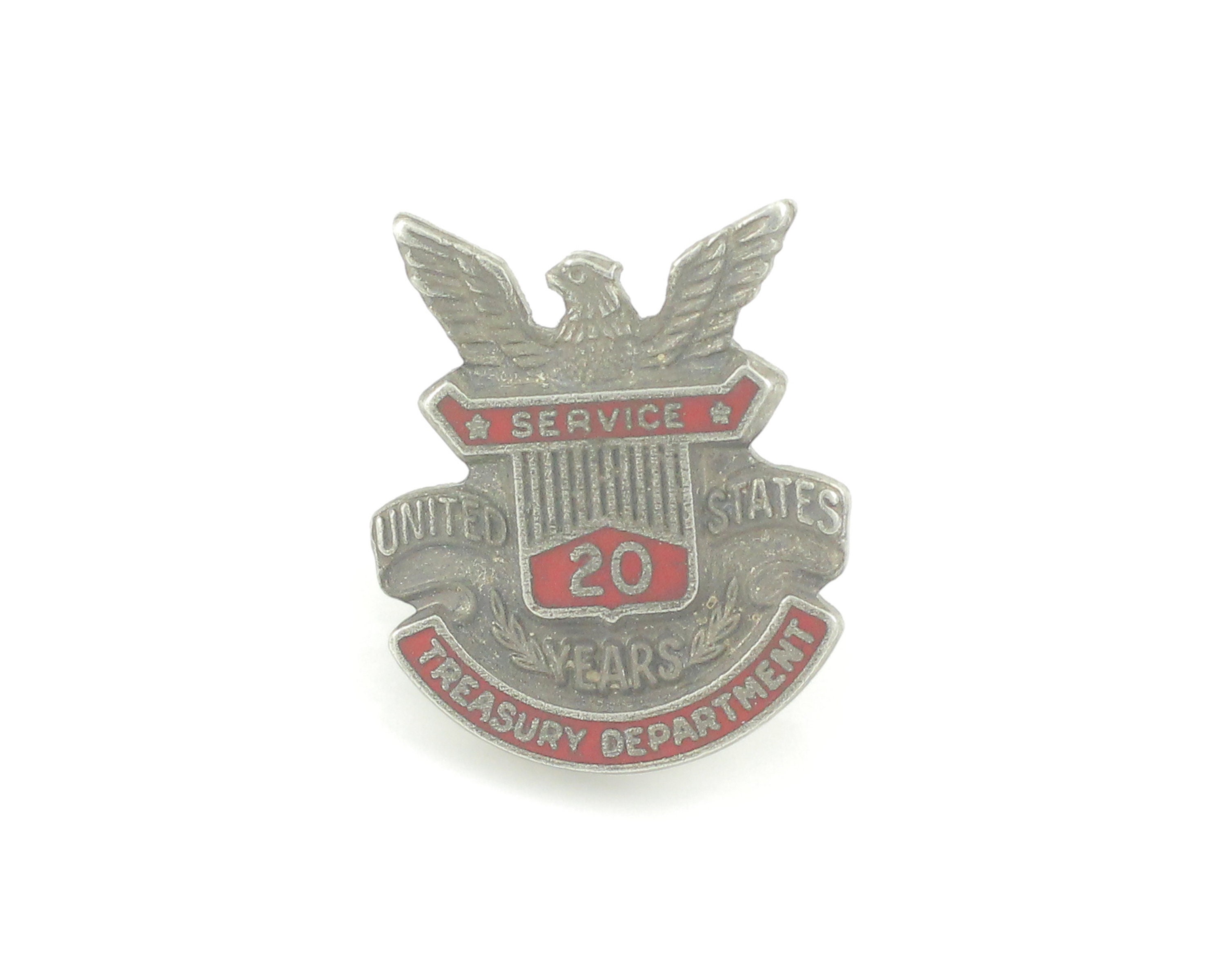 Vintage US Treasury Department 20 Year Service Award Lapel Pin, Wallace ...