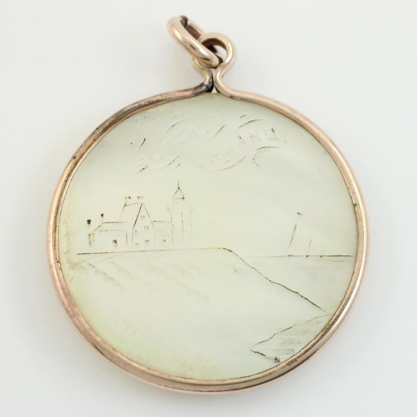 Antique Block Island Watch Fob, Victorian Engraved Mother of Pearl Fob ...