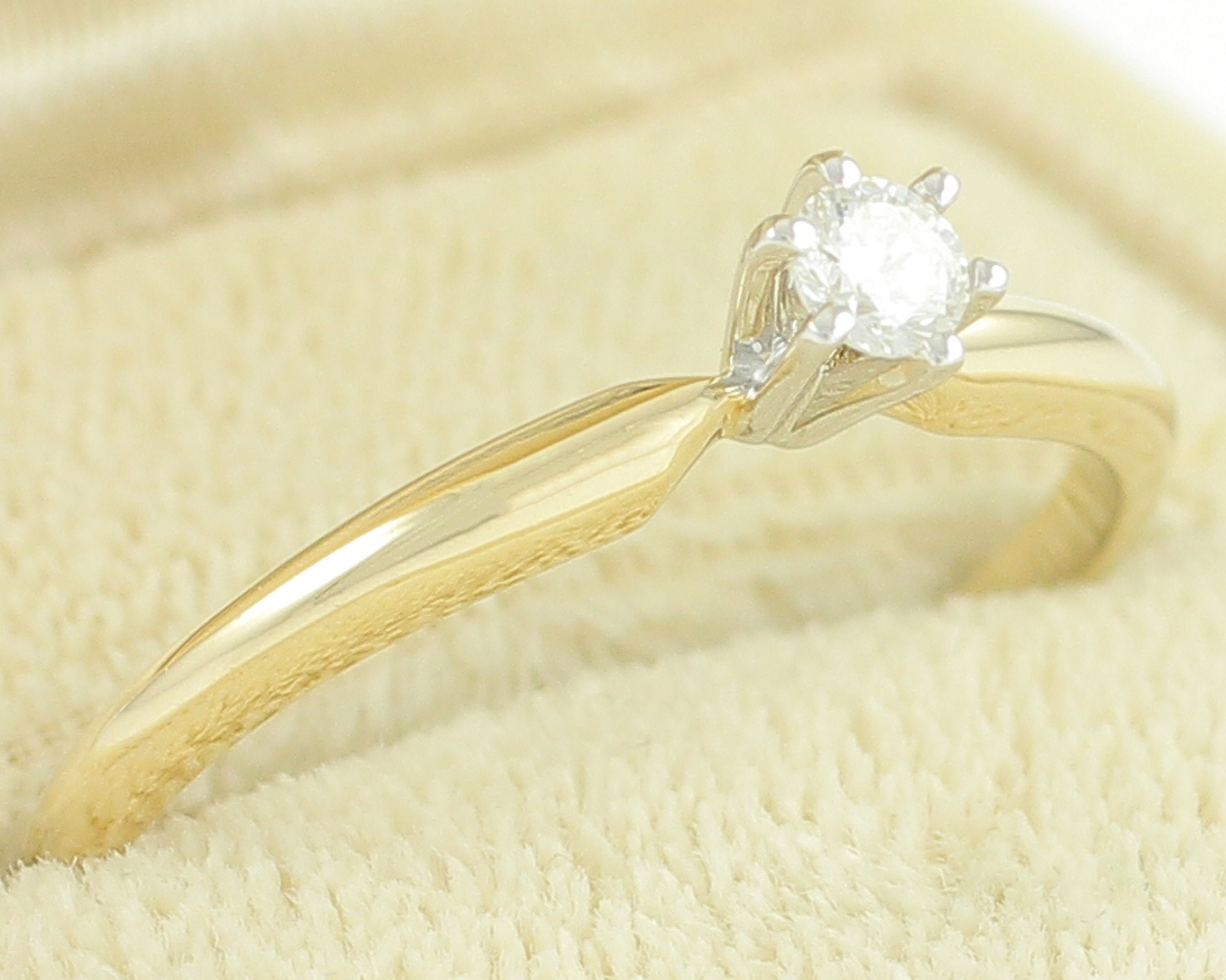 14K Gold .12 CT Diamond Engagement Ring - Solitaire Promise Ring - I3 G ...