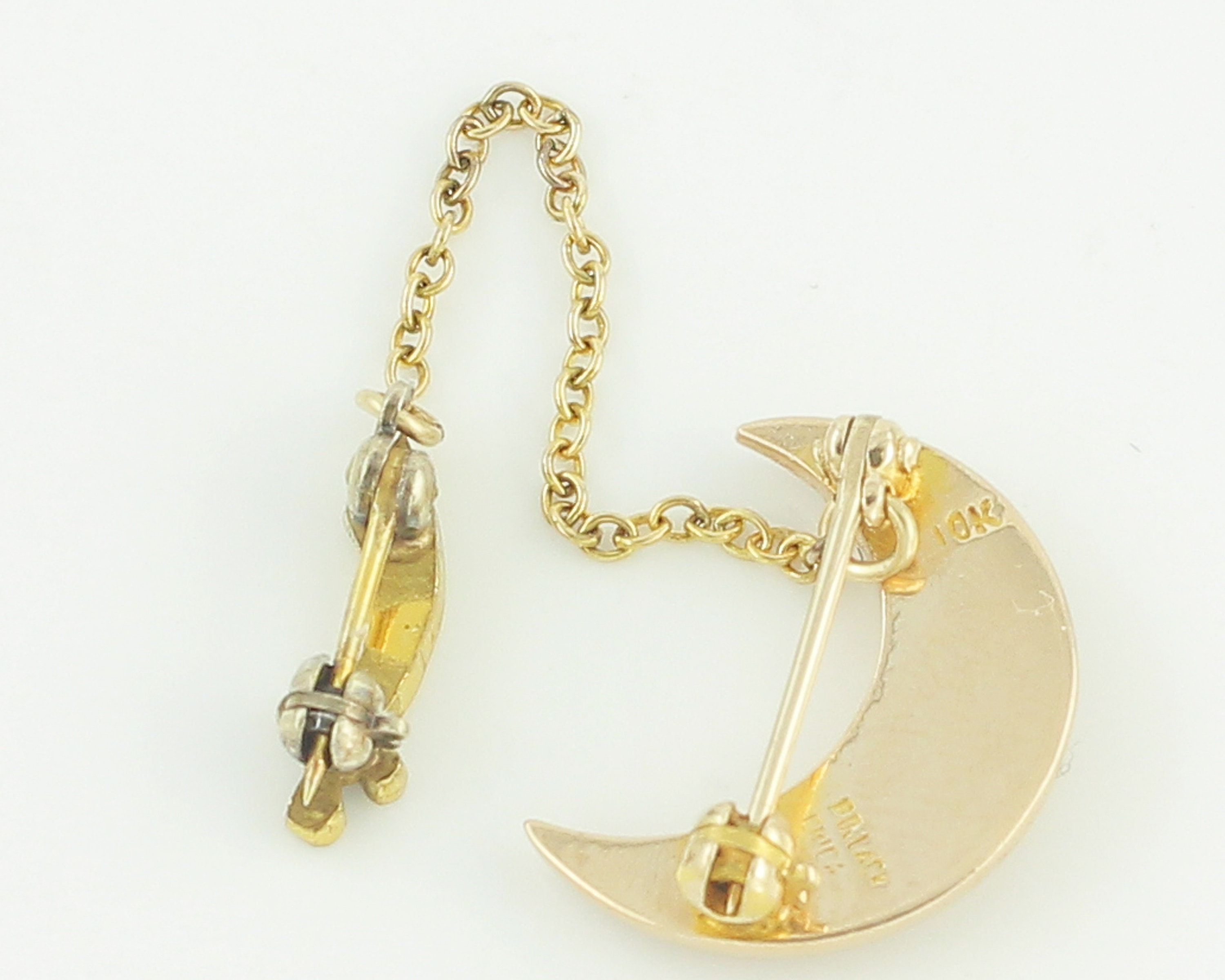 Delta Eta Beta Sorority Fraternity Badge - Crescent Moon10K Yellow Gold ...