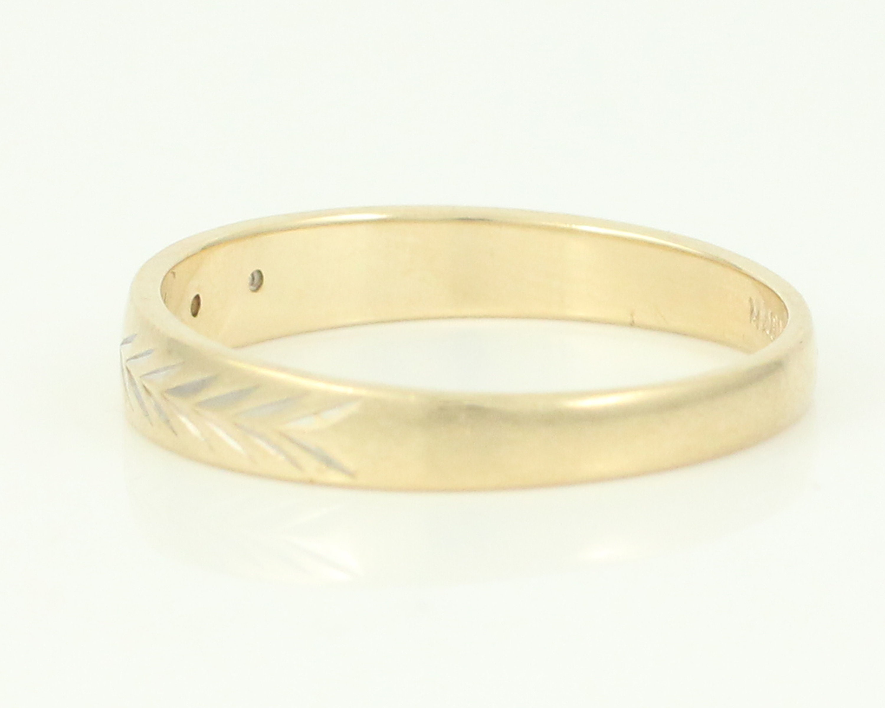 Vintage 14K Diamond Engraved Wedding Band, 1960s 14K Magic Glo Wedding ...