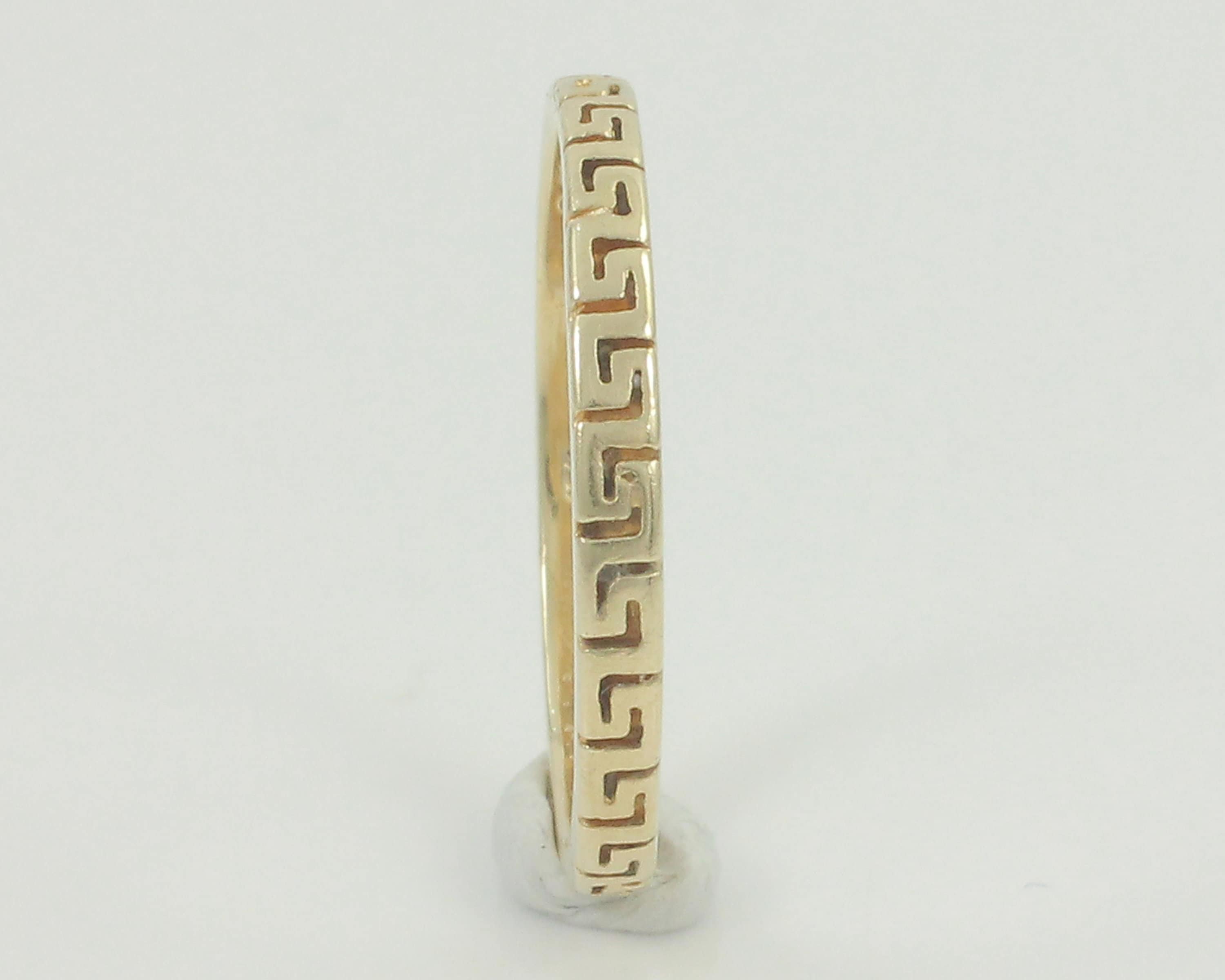 Vintage 10K Greek Key Band, 1980s 10K Gold Meander Band, 1980s Size 7.5 ...