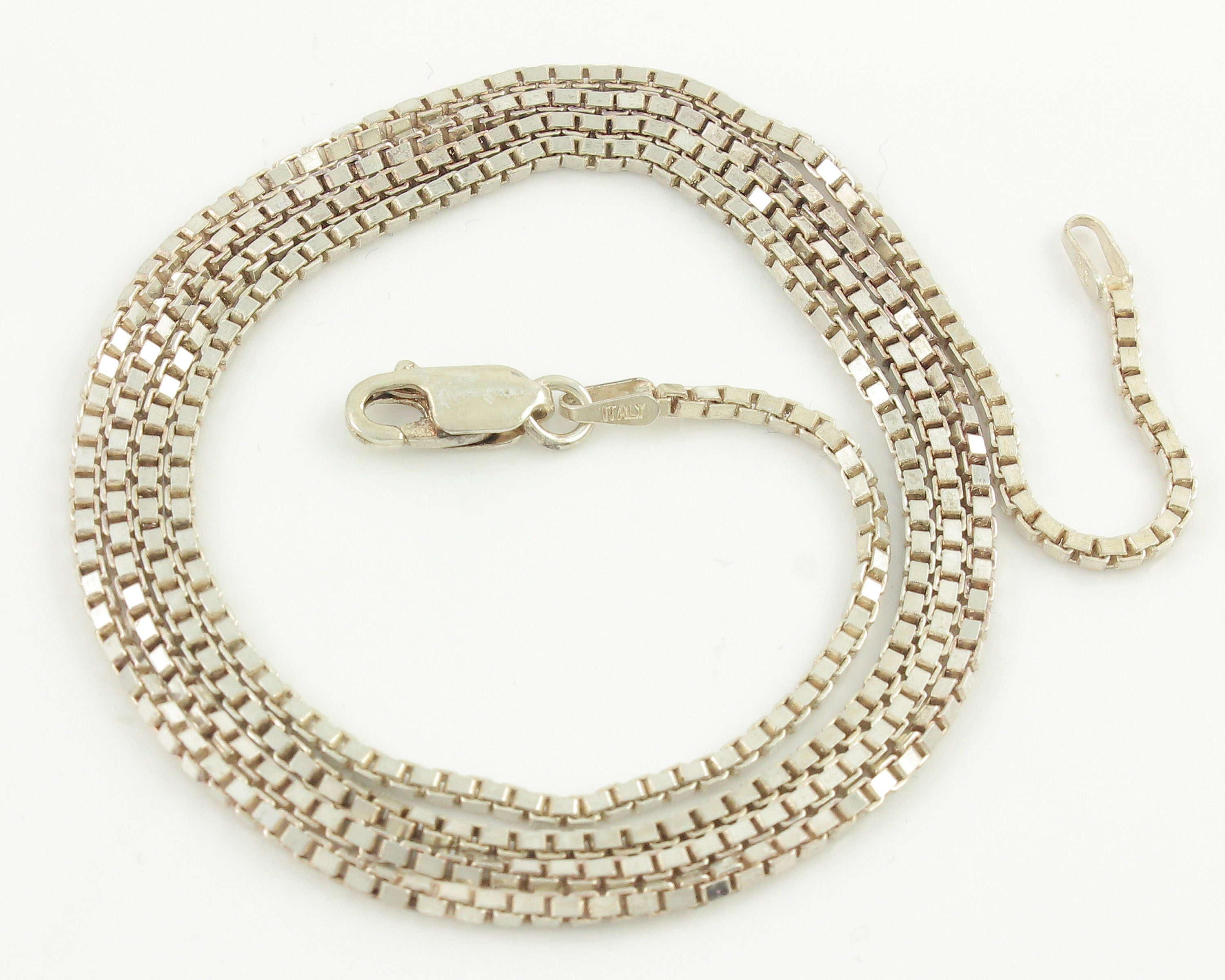 Vintage 925 Silver Box 26 Inch Chain, 1980s Heavy Sterling Box Chain ...