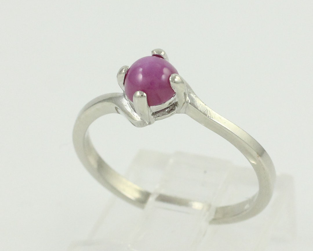 Vintage 10K White Gold Pink Star Sapphire Bypass Ring, 1960s 10K Lab ...