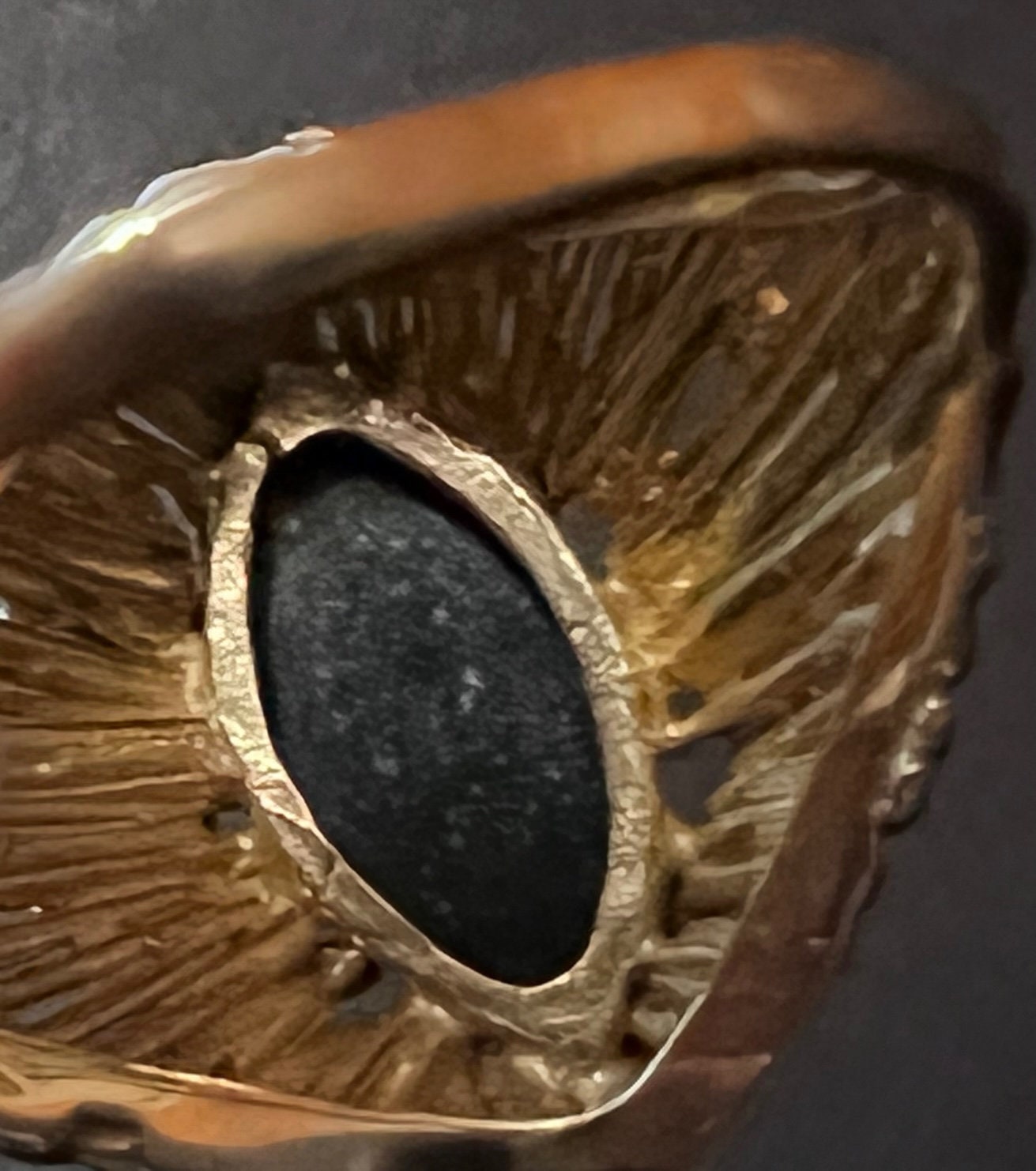 Vintage 14K Black Coral Ring by Maui Divers, 14K Yellow Gold Navette ...