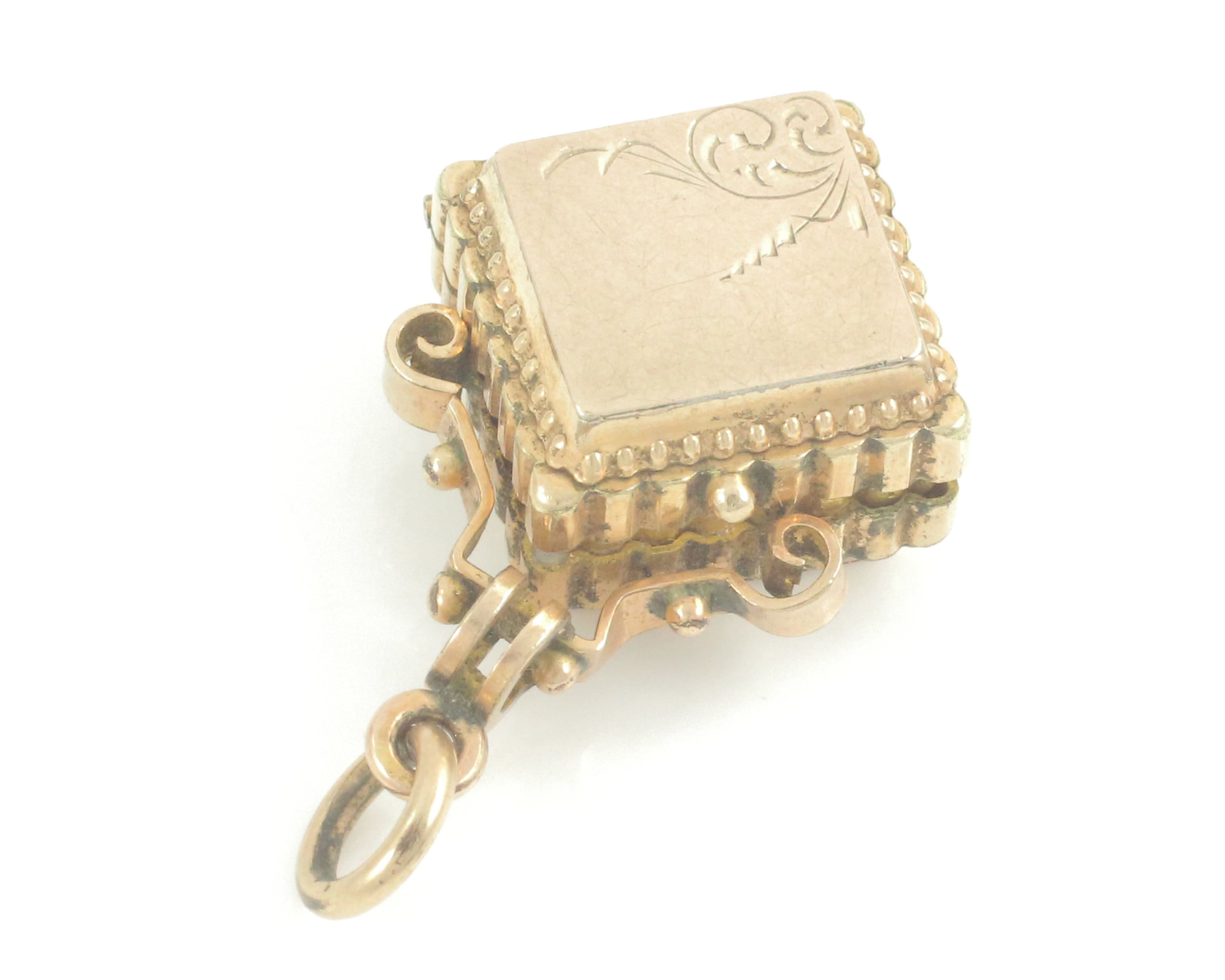 Antique Gold Filled Locket Pocket Watch Fob, Engraved Victorian 10K GF ...