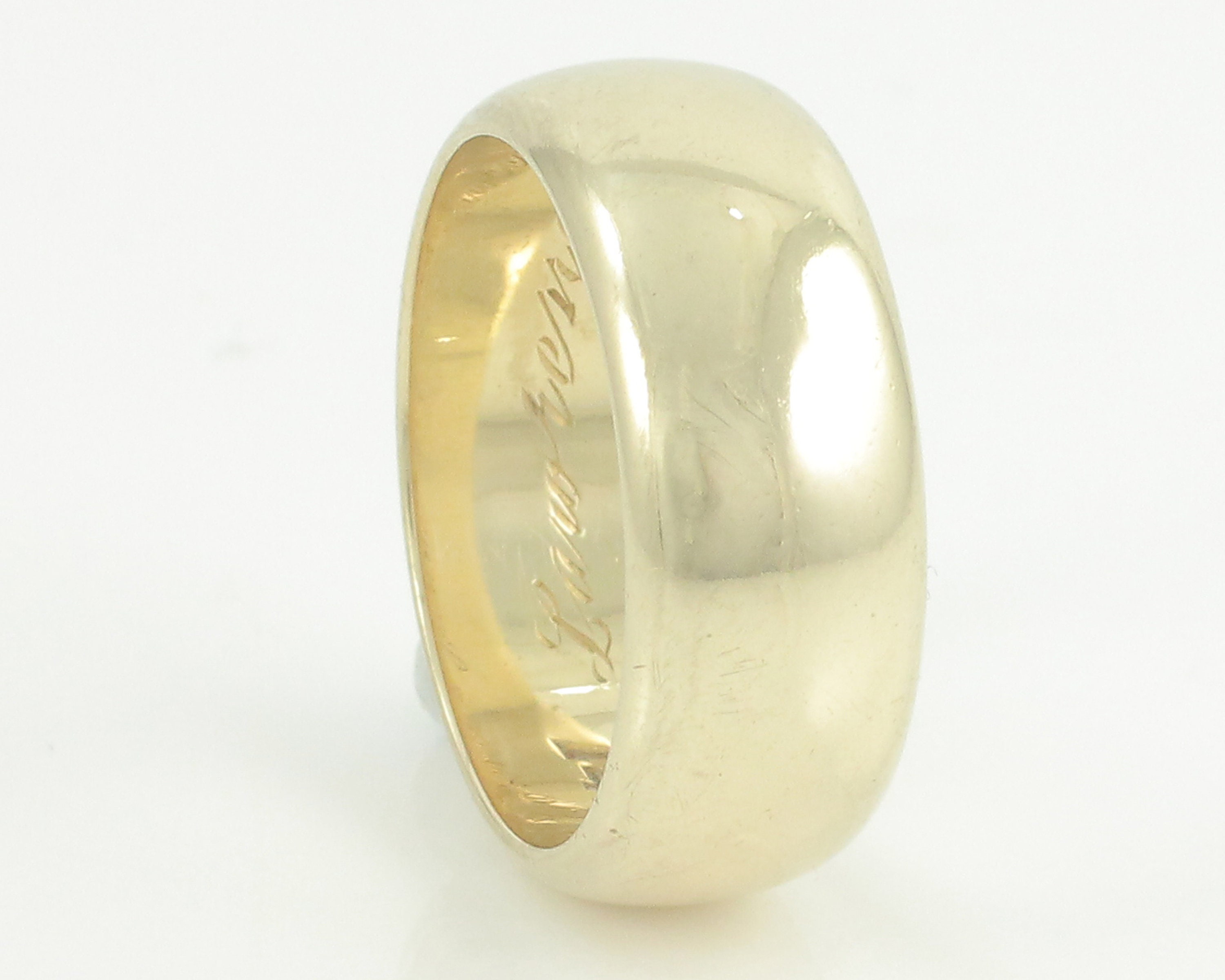 Vintage 14K Gold Wide Domed Wedding Band, 1950s Solid 14K Yellow Gold 7 ...