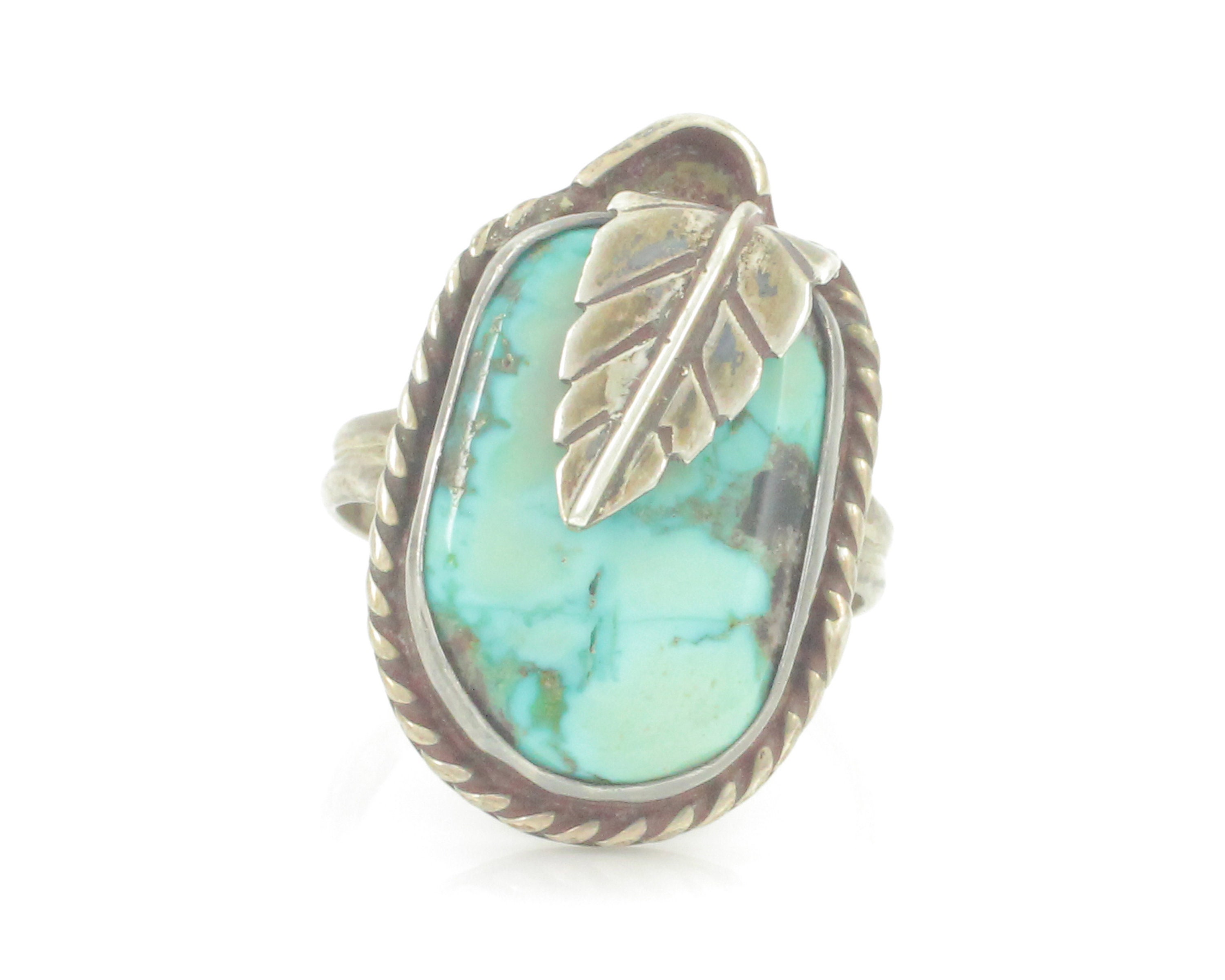 Vintage Turquoise Silver Ring, Vintage Southwestern Hand Made Sterling ...