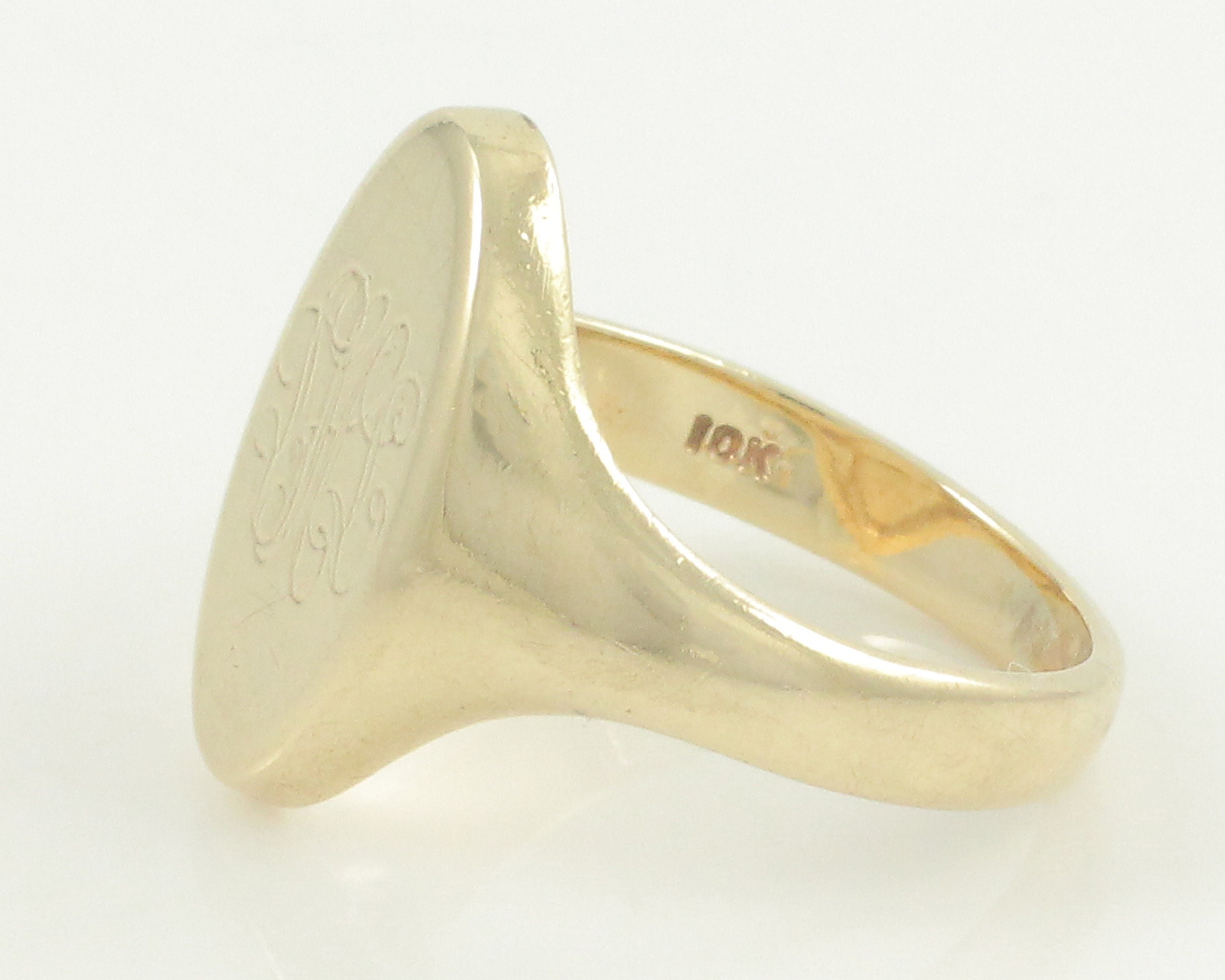 Vintage 10K Gold Signet Ring, Ladies Oval Signet Ring, 10K Pinky Ring ...