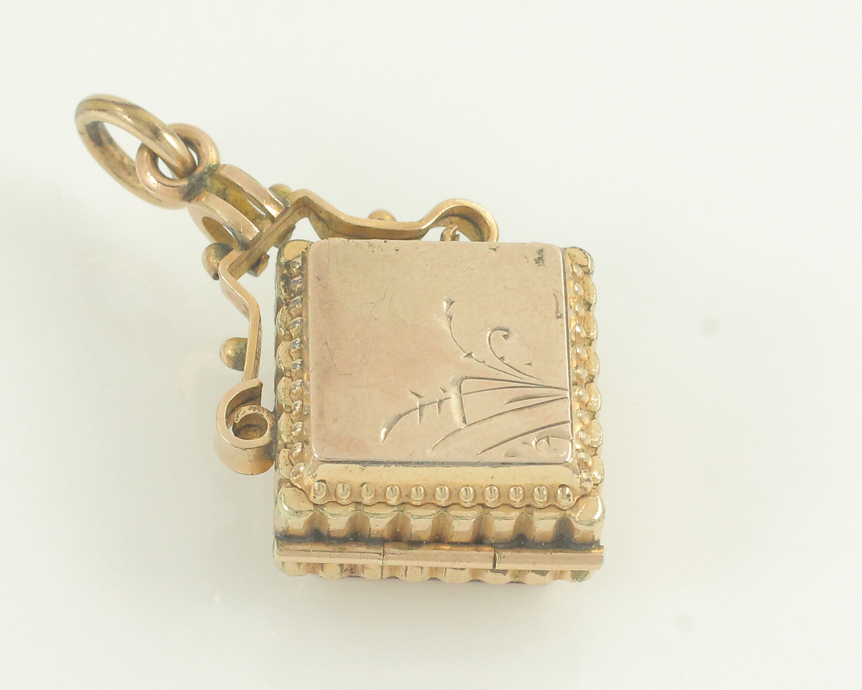 Antique Gold Filled Locket Pocket Watch Fob, Engraved Victorian 10K GF ...