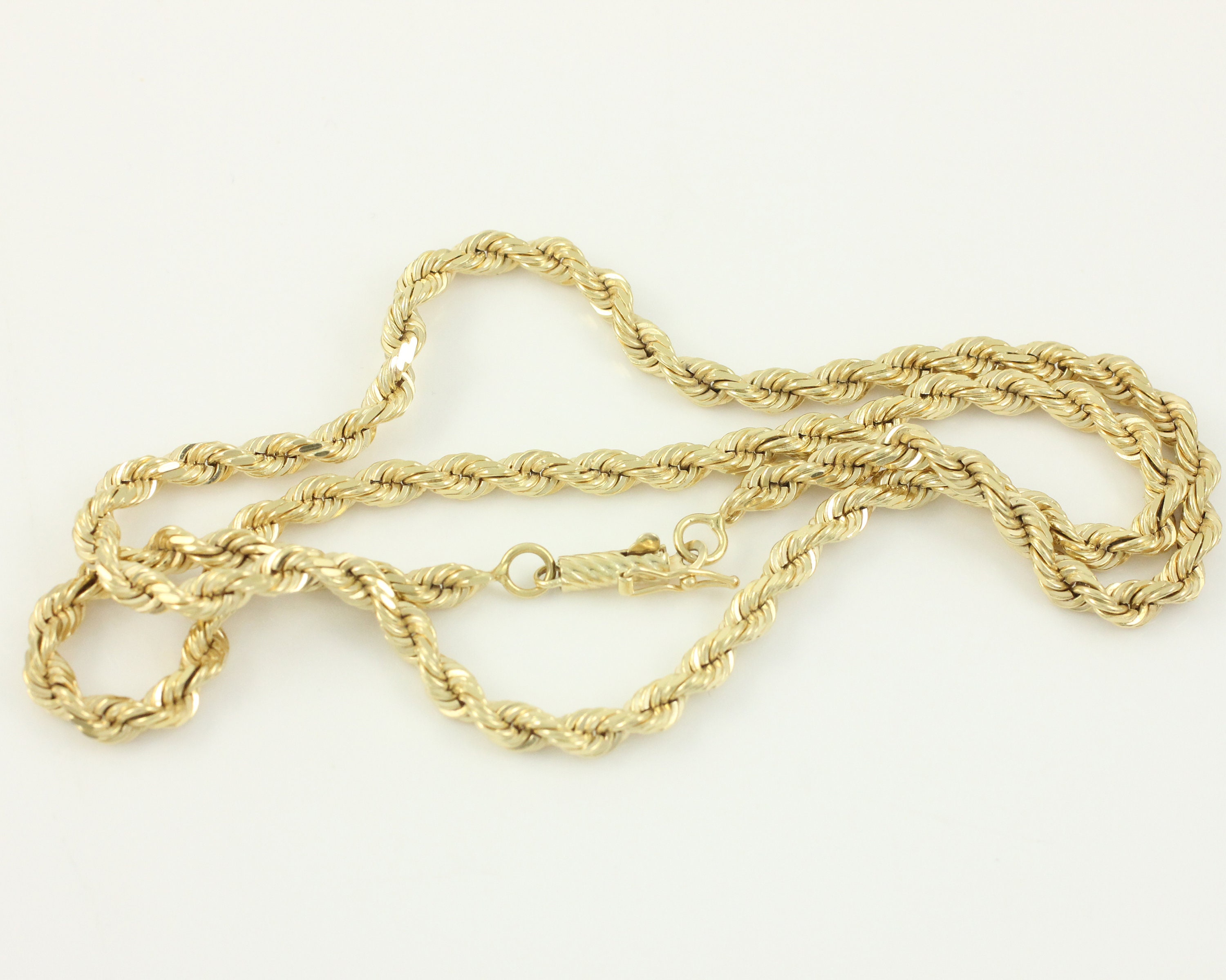 Vintage 14K Heavy Diamond Cut Rope Chain Necklace, Vintage 3.6mm 14K ...