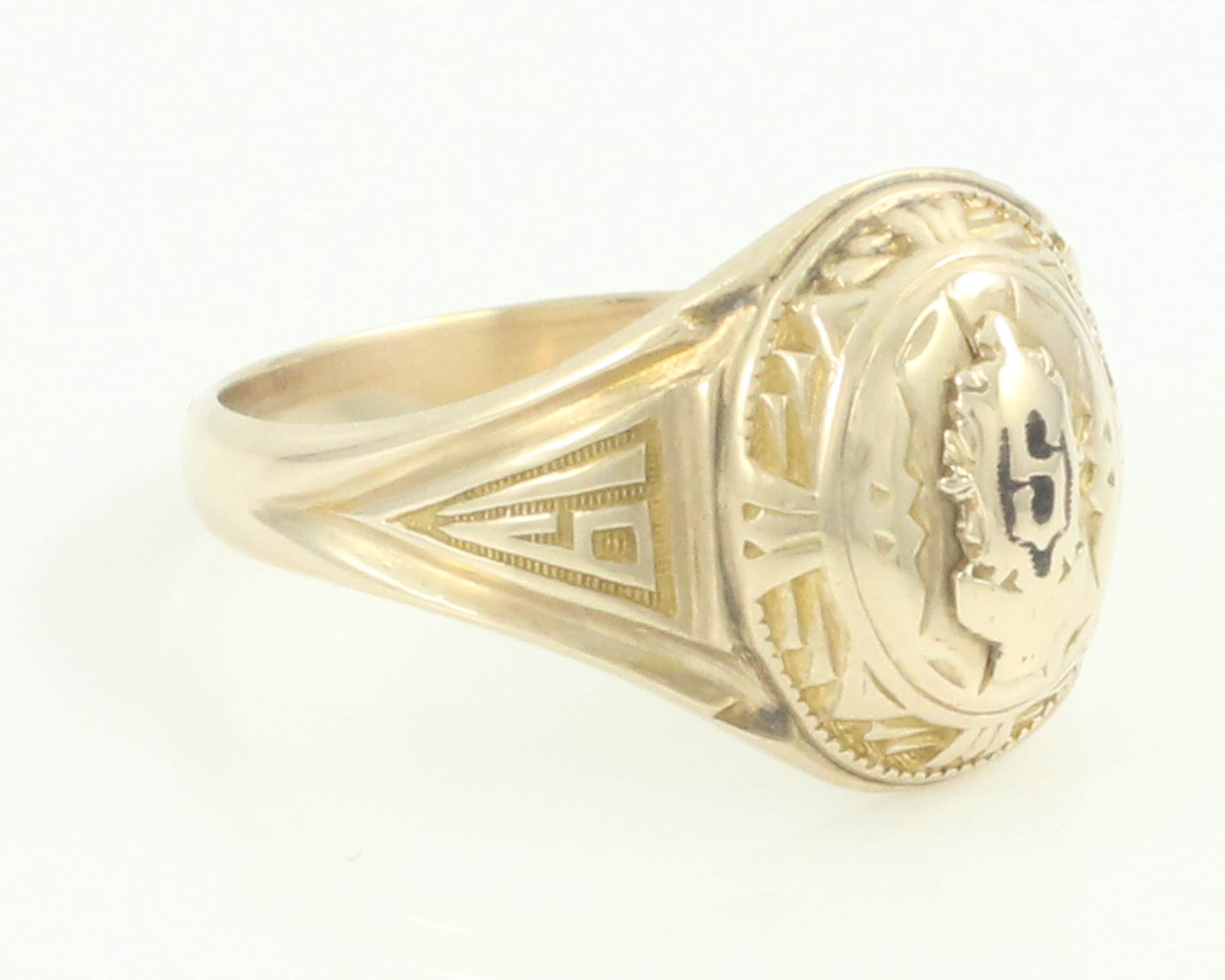 Gold Class Ring 1942 S High School, Vintage 10K Yellow Gold Herrf Jones ...