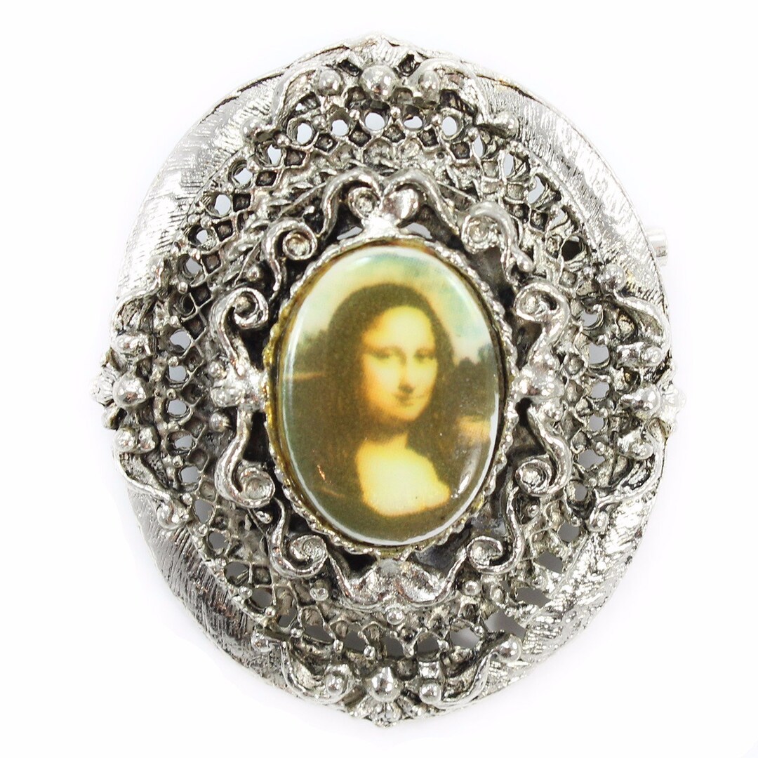 Vintage Mona Lisa Brooch, 1960s Silver Tone Mona Lisa Pin, Vintage ...