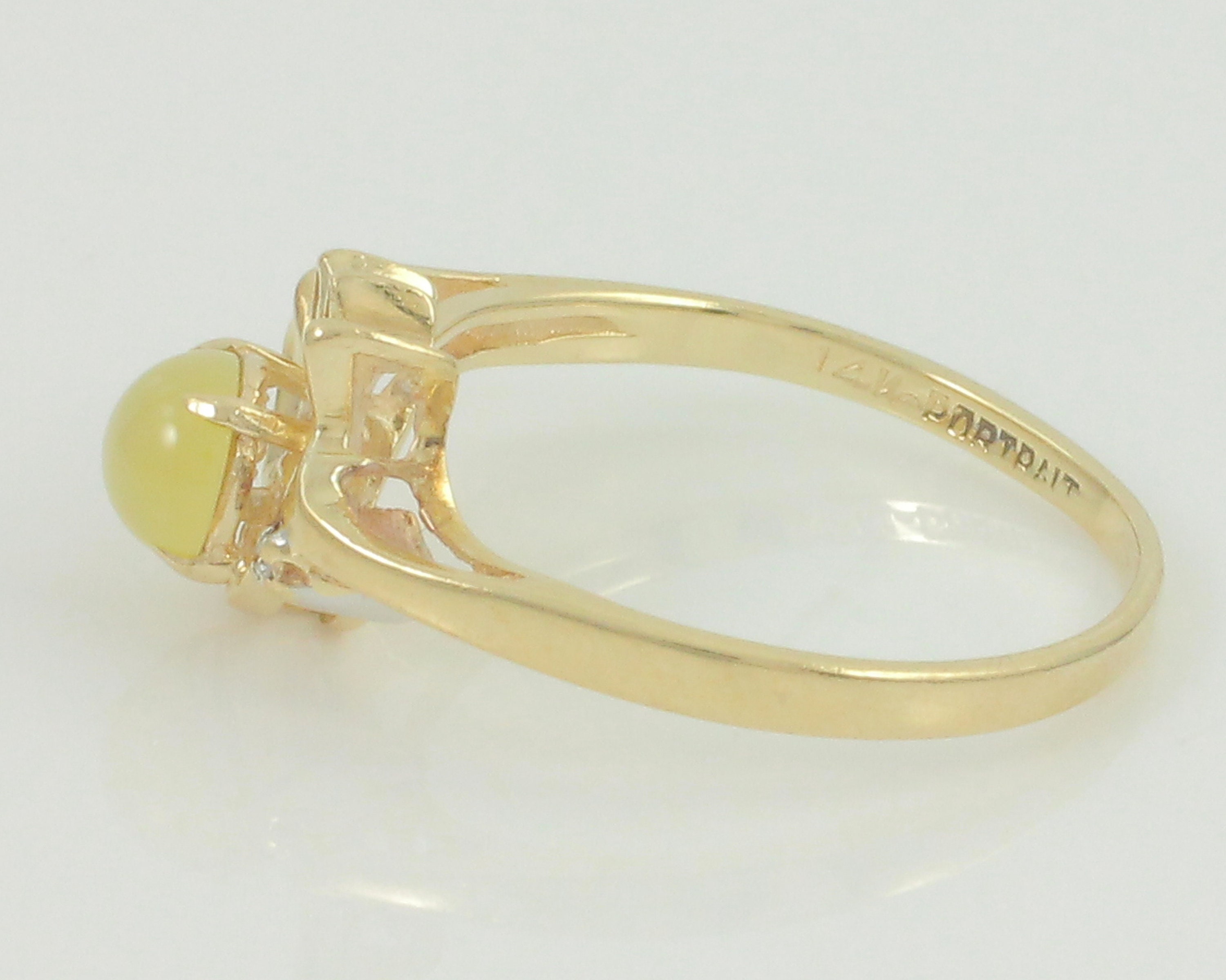 Vintage 14K Yellow Star Sapphire Diamond Ring, 1980s 14K Lab Created ...
