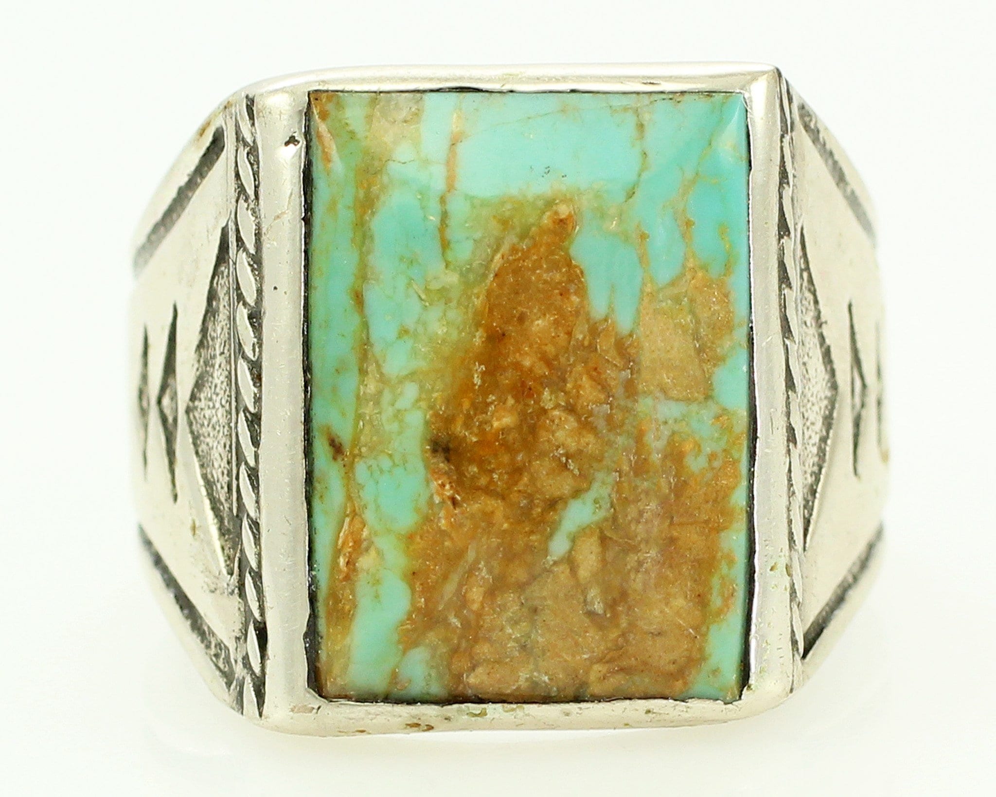 Vintage Mans Sterling Silver Turquoise Ring Bell Trading Post New Old ...