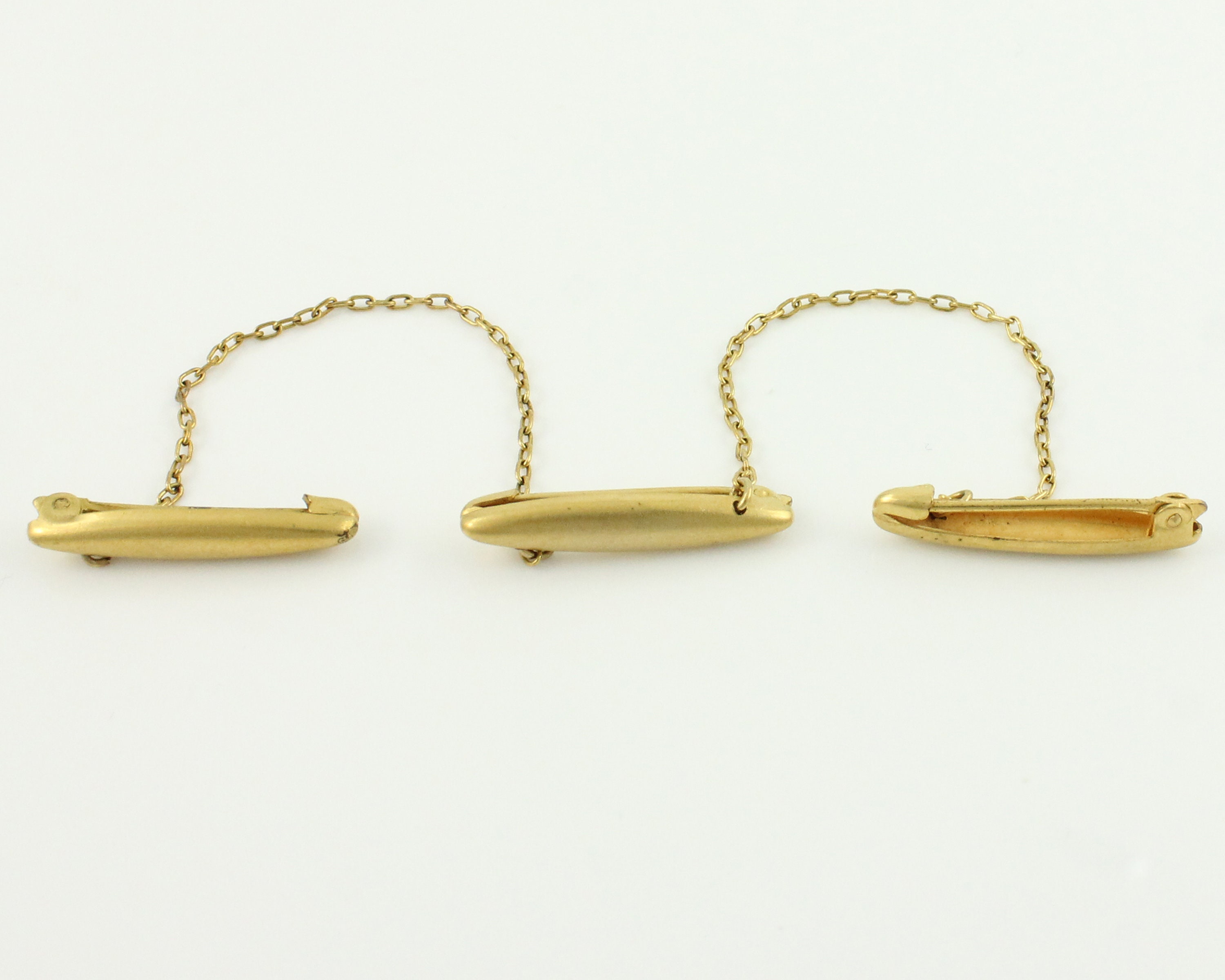 Antique Gold Fill Chained Pin Set, Edwardian Gold Filled Dress Pin Set ...