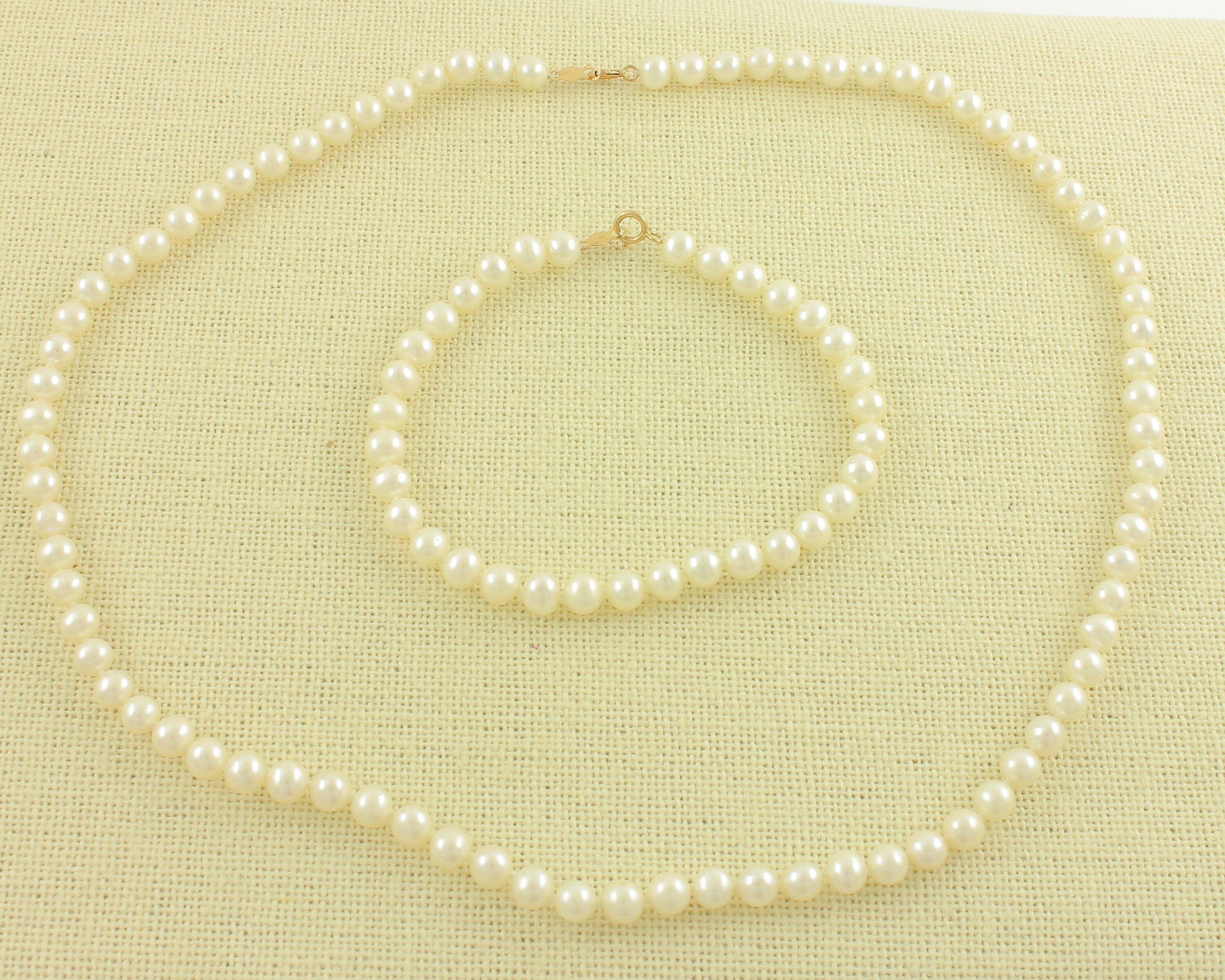 Pearl Necklace Vintage Cultured Freshwater Pearl Necklace And Bracelet