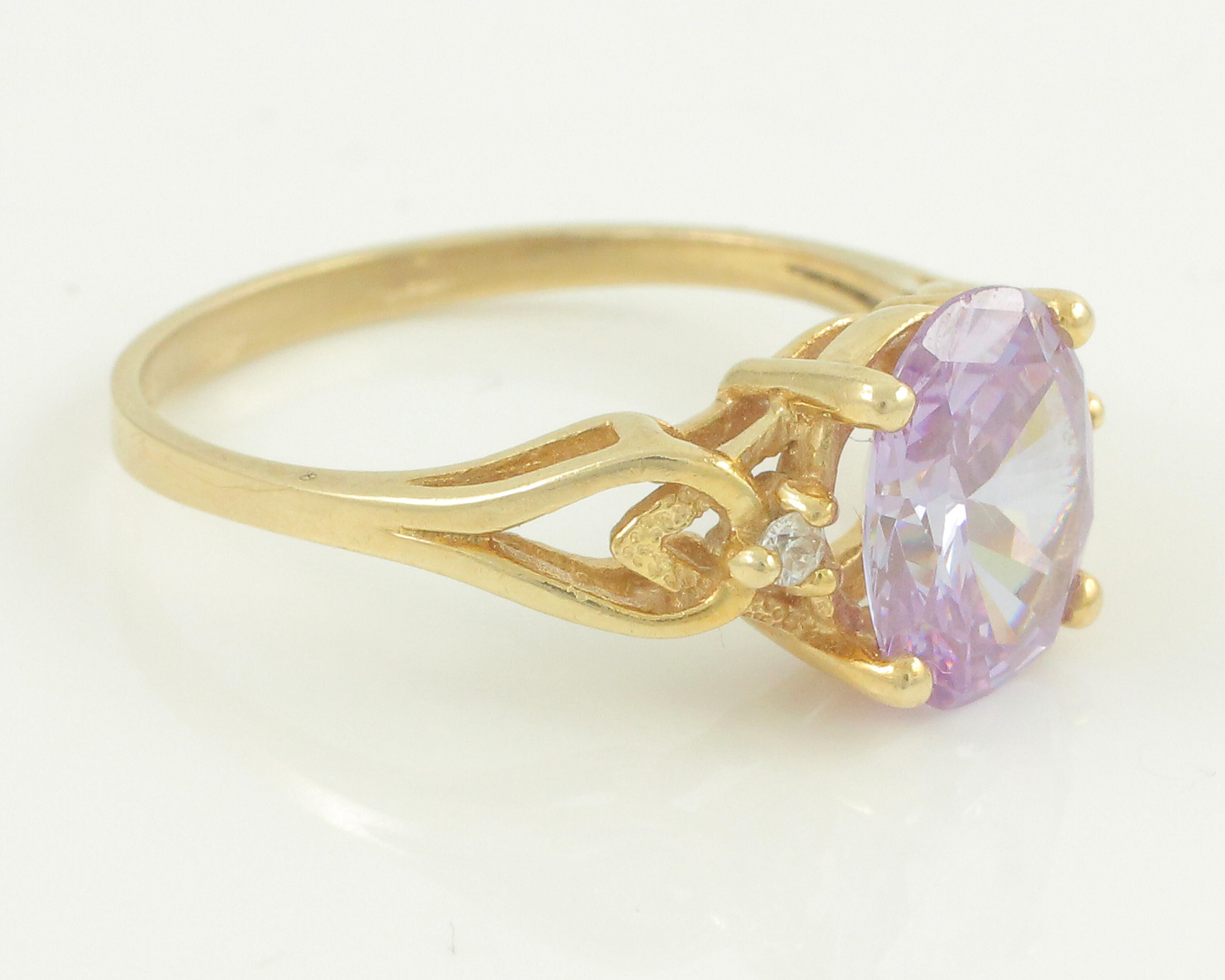 Vintage 14K Lavender Cubic Zirconia Solitaire Ring, Vintage Diamonique ...