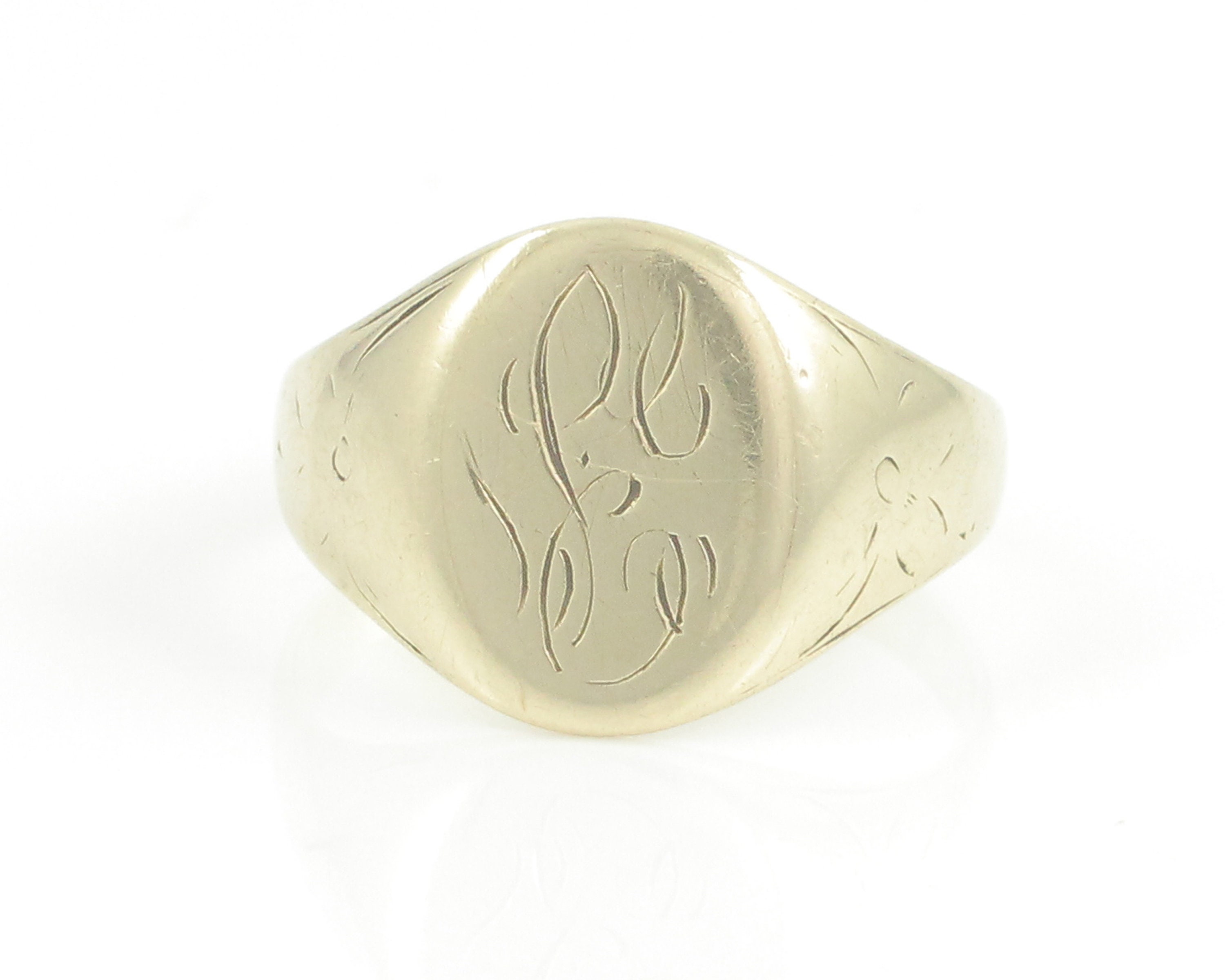 Vintage 10K Oval Signet Ring, Edwardian 10K Gold Youth Signet Ring, 10K ...