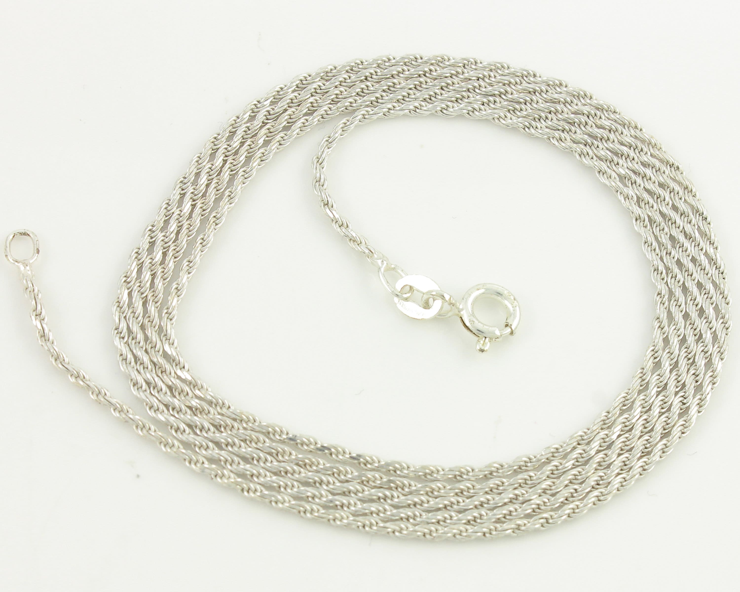 Vintage Sterling Silver Rope Necklace, Italian 925 Silver 30 Rope Chain ...