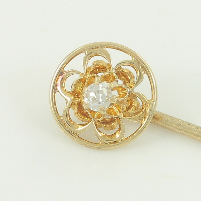 Antique 14k Gold Diamond Pin - Etsy