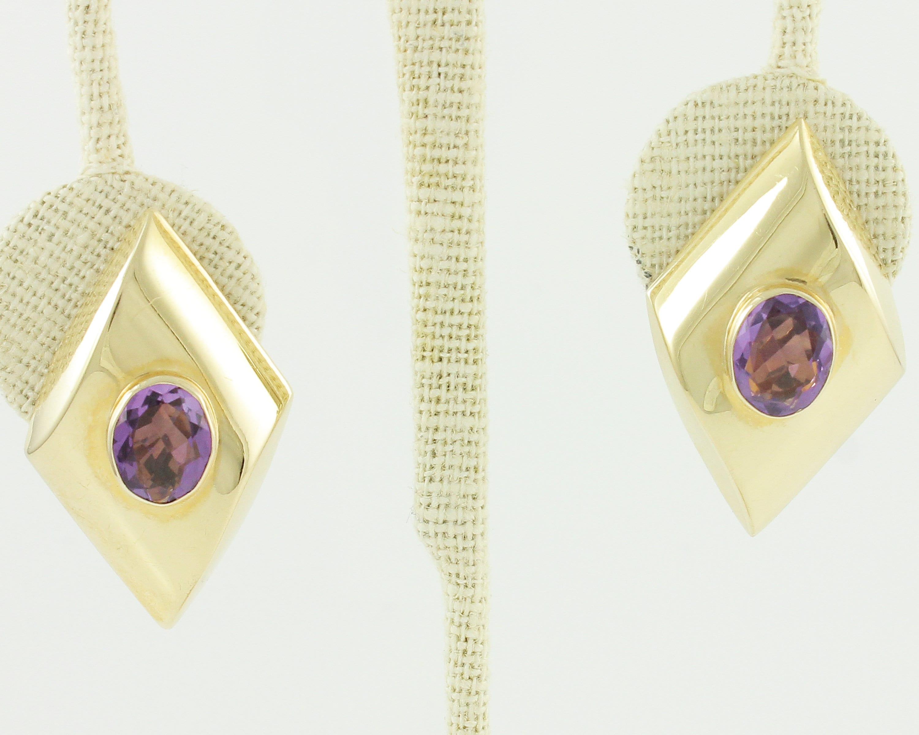 Bold Gold Amethyst Earrings - 14K Yellow Gold Oval Amethyst Oversized ...