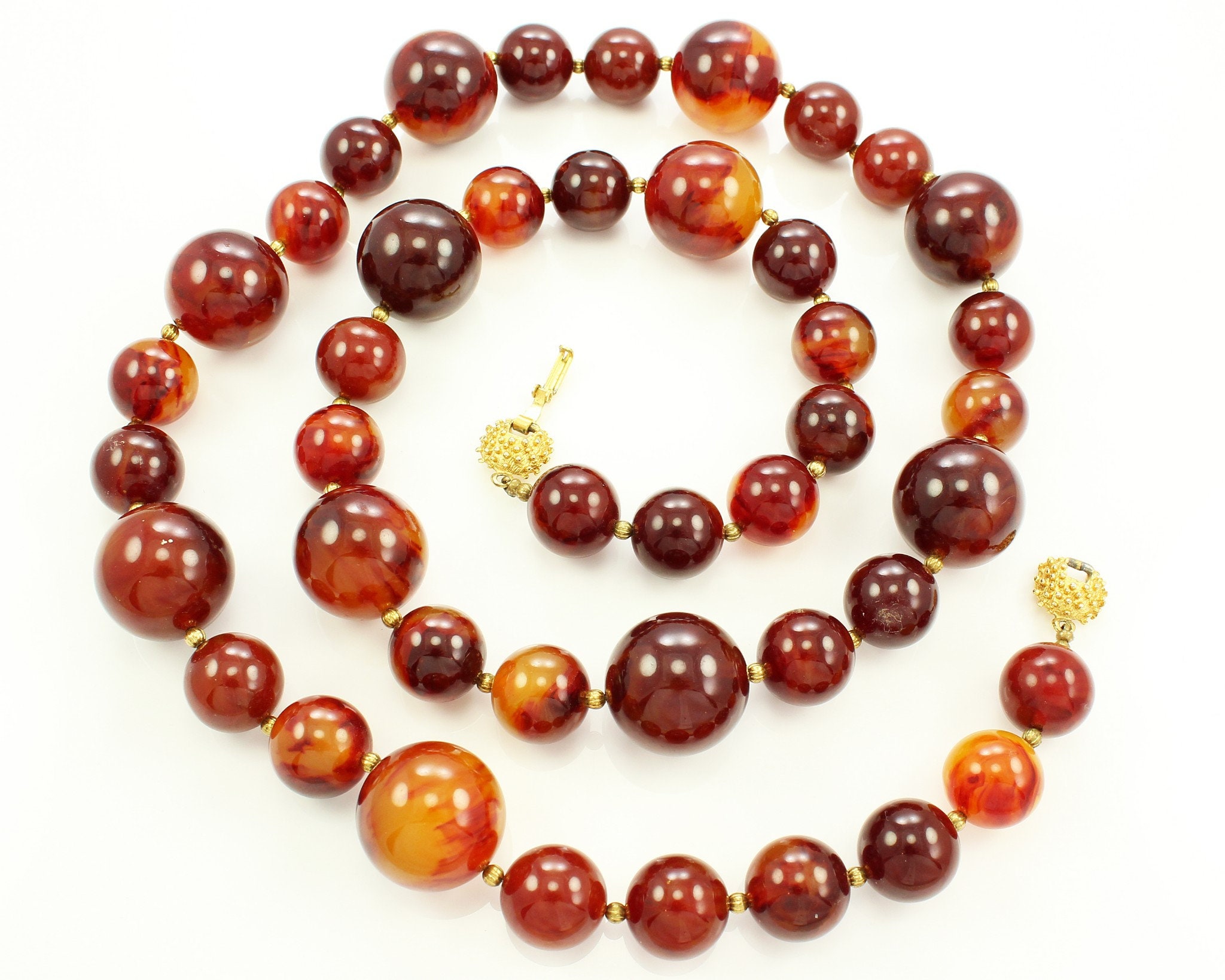 Root Beer Bakelite Beaded Necklace - Vintage Brown Bakelite Beads - 33 ...