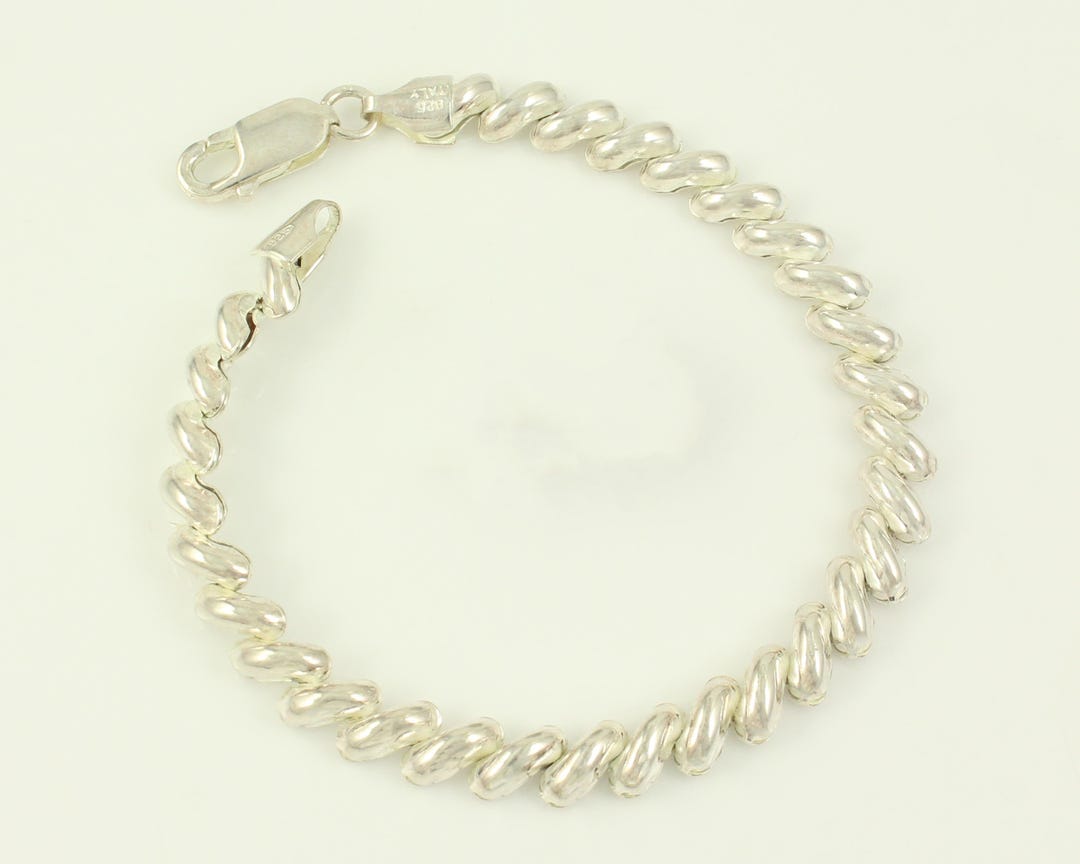 Vintage Sterling Silver San Marco Bracelet, Dome Link Sterling Silver 7 ...