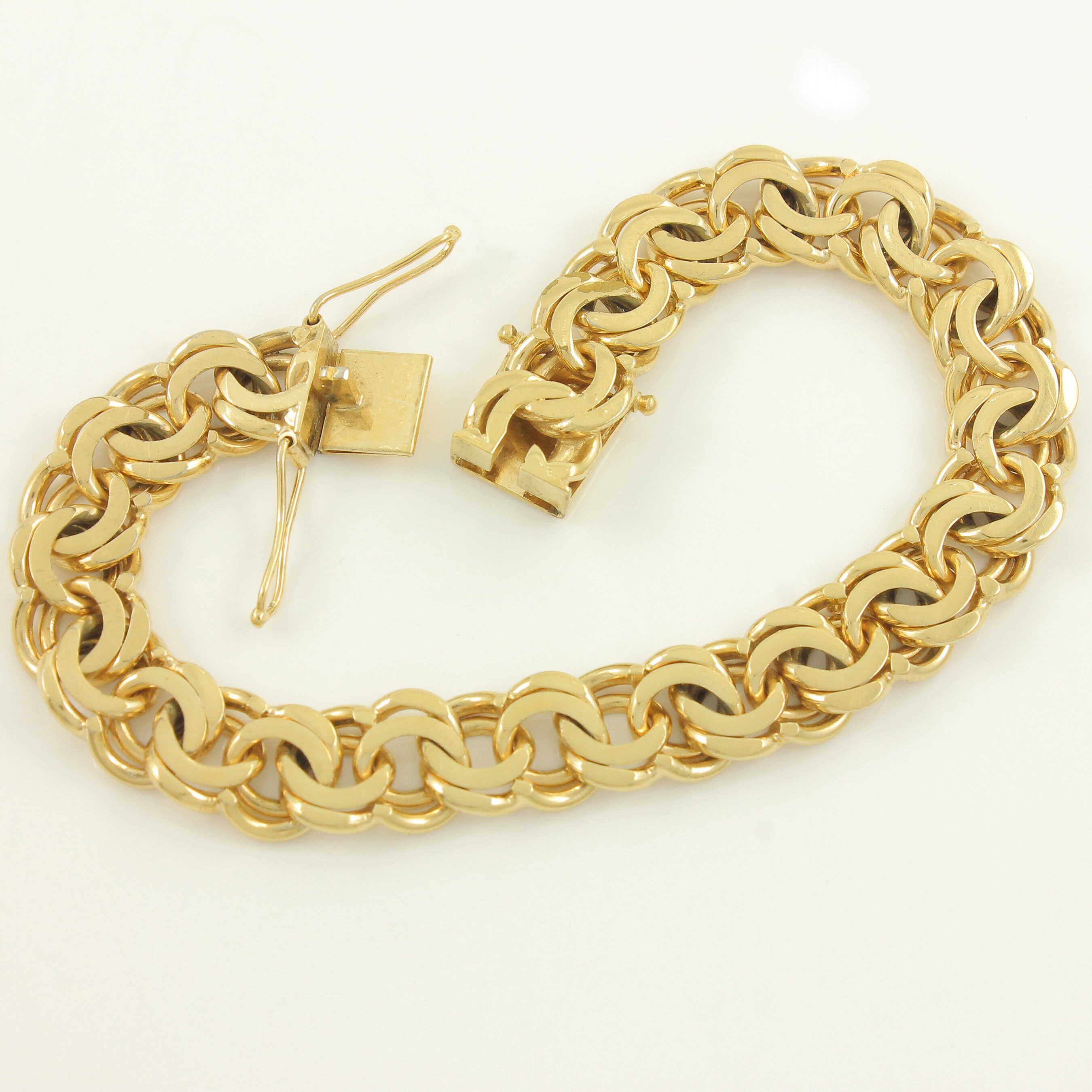 Vintage Chunky Gold Tone Charm Bracelet, Vintage Double Curb Open Chain Bracelet, 1950s JTH ...