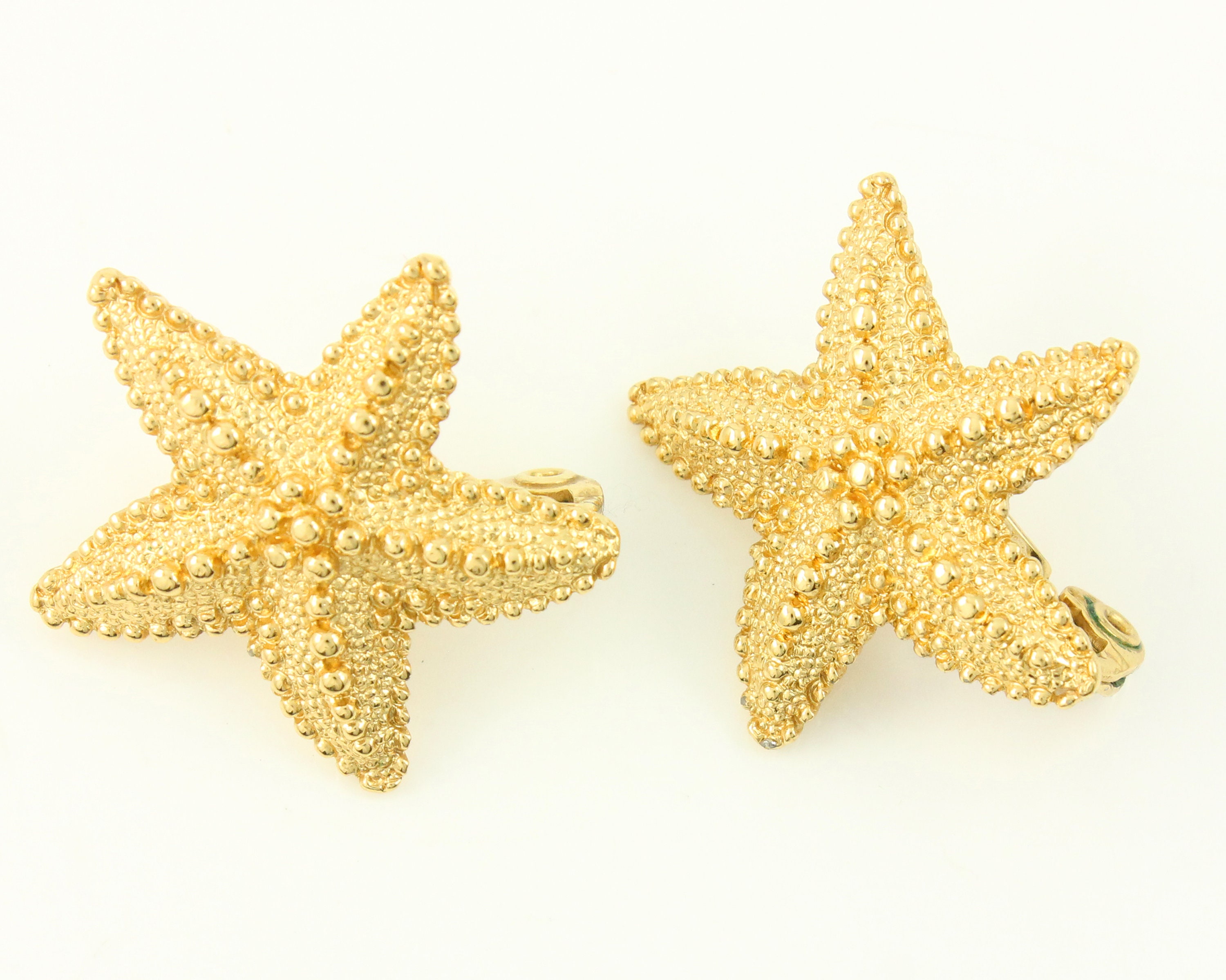 Vintage Monet Textured Gold Tone Starfish Brooch Earring Set, 1980s ...