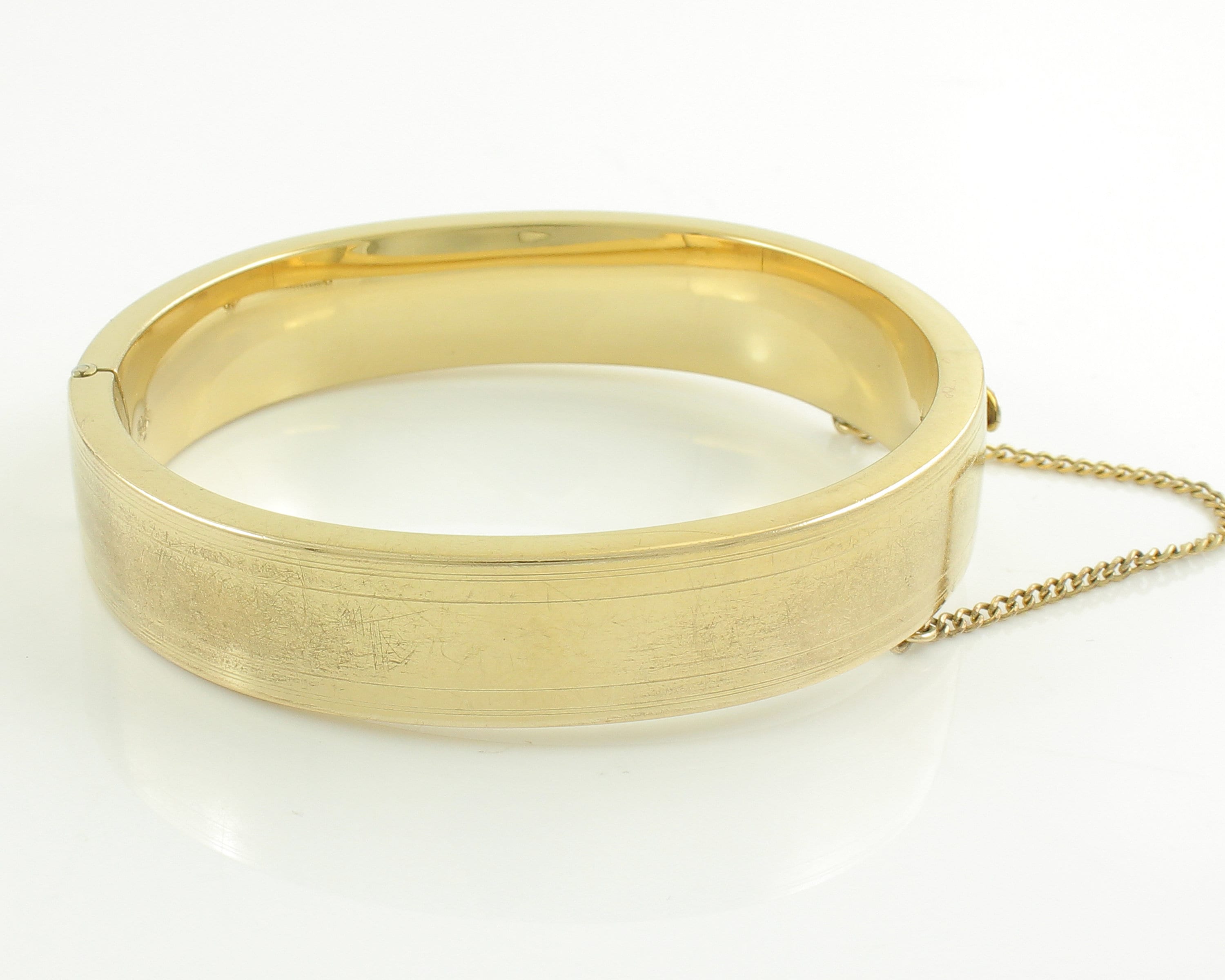 Vintage Floral Engraved Bangle Bracelet Ballou Co - .5 Inch Wide Floral ...