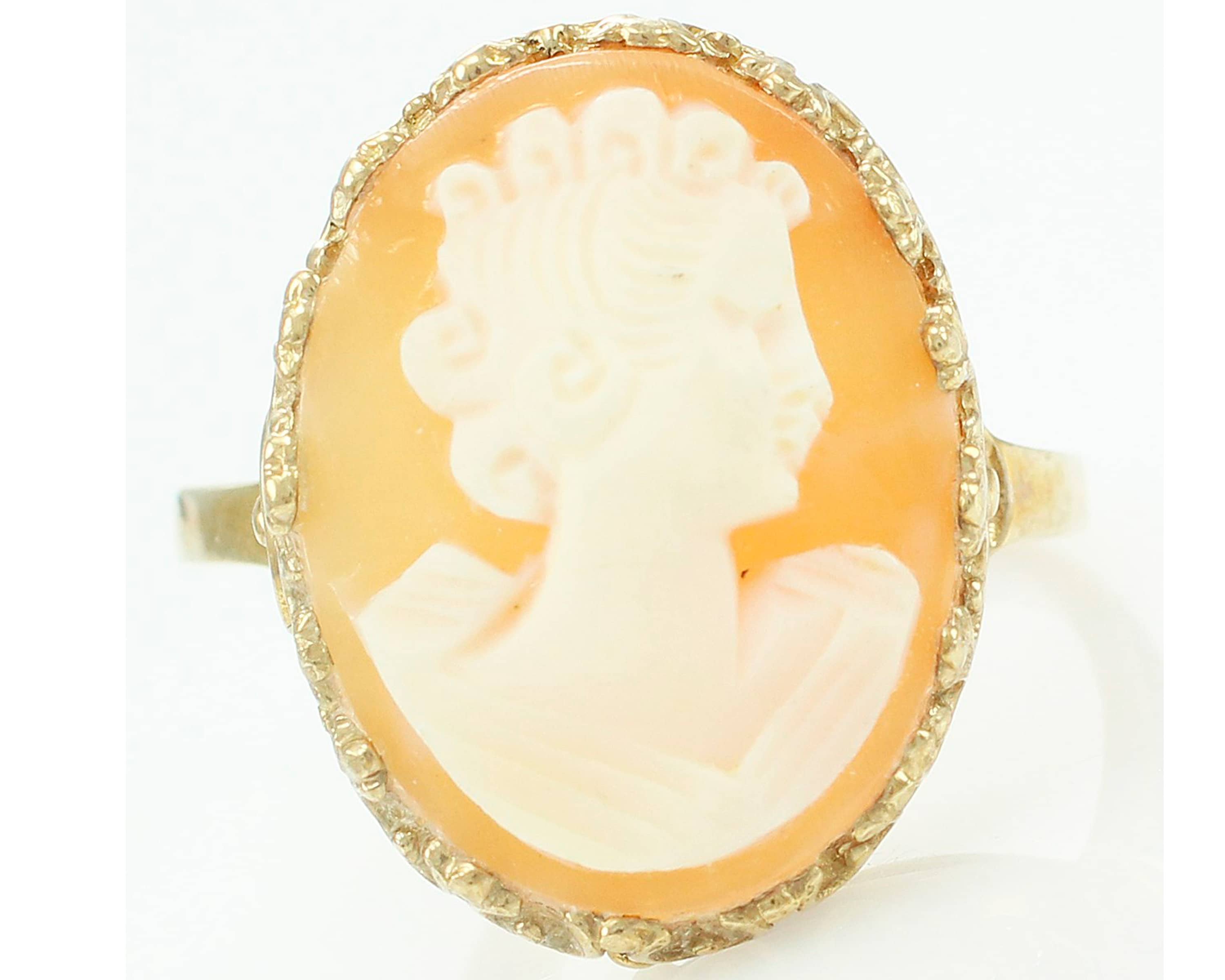 Vintage Hand Carved 10K Cameo Ring, Vintage 10K Gold Shell Cameo Ring ...