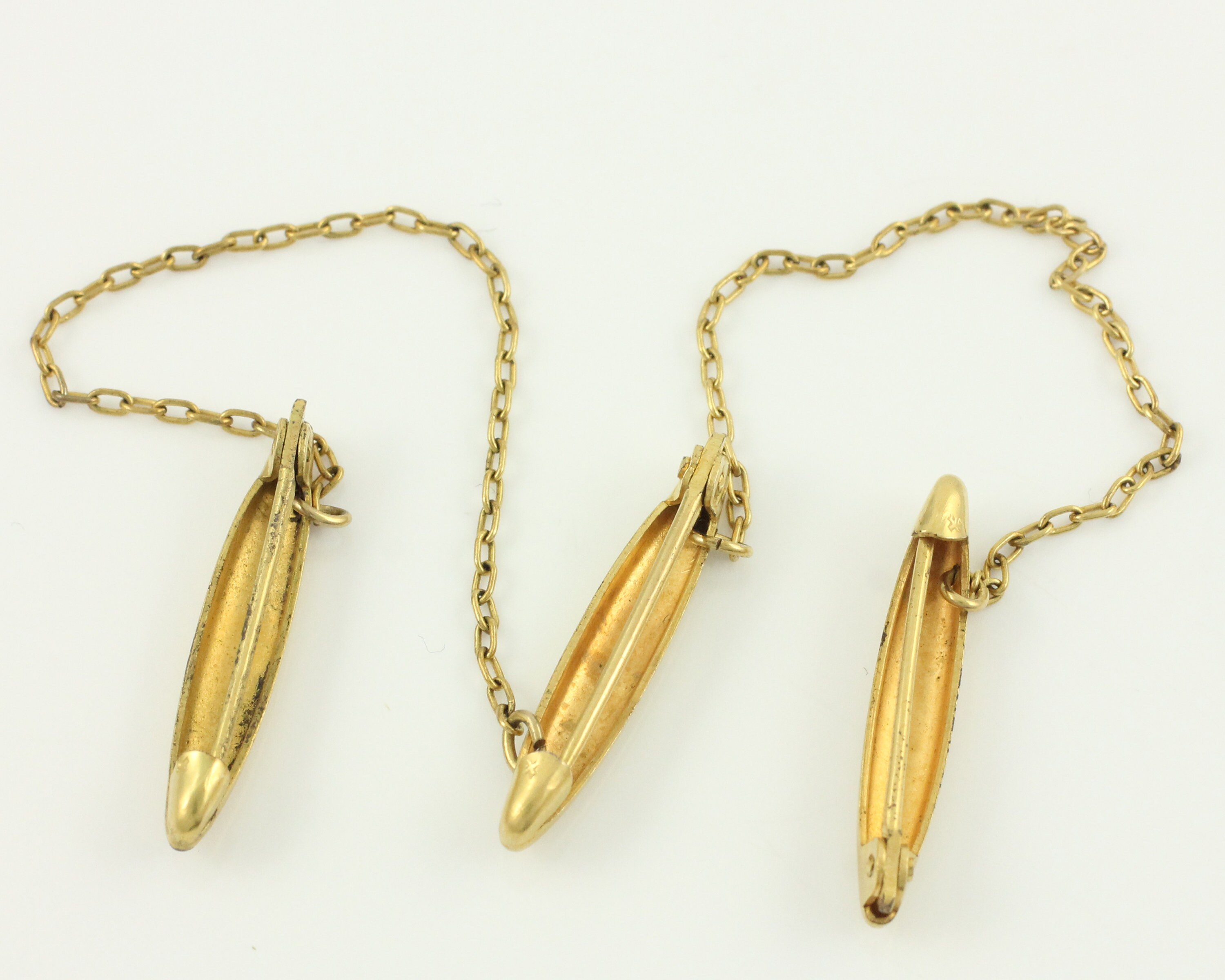 Antique Gold Fill Chained Pin Set, Edwardian Gold Filled Dress Pin Set ...