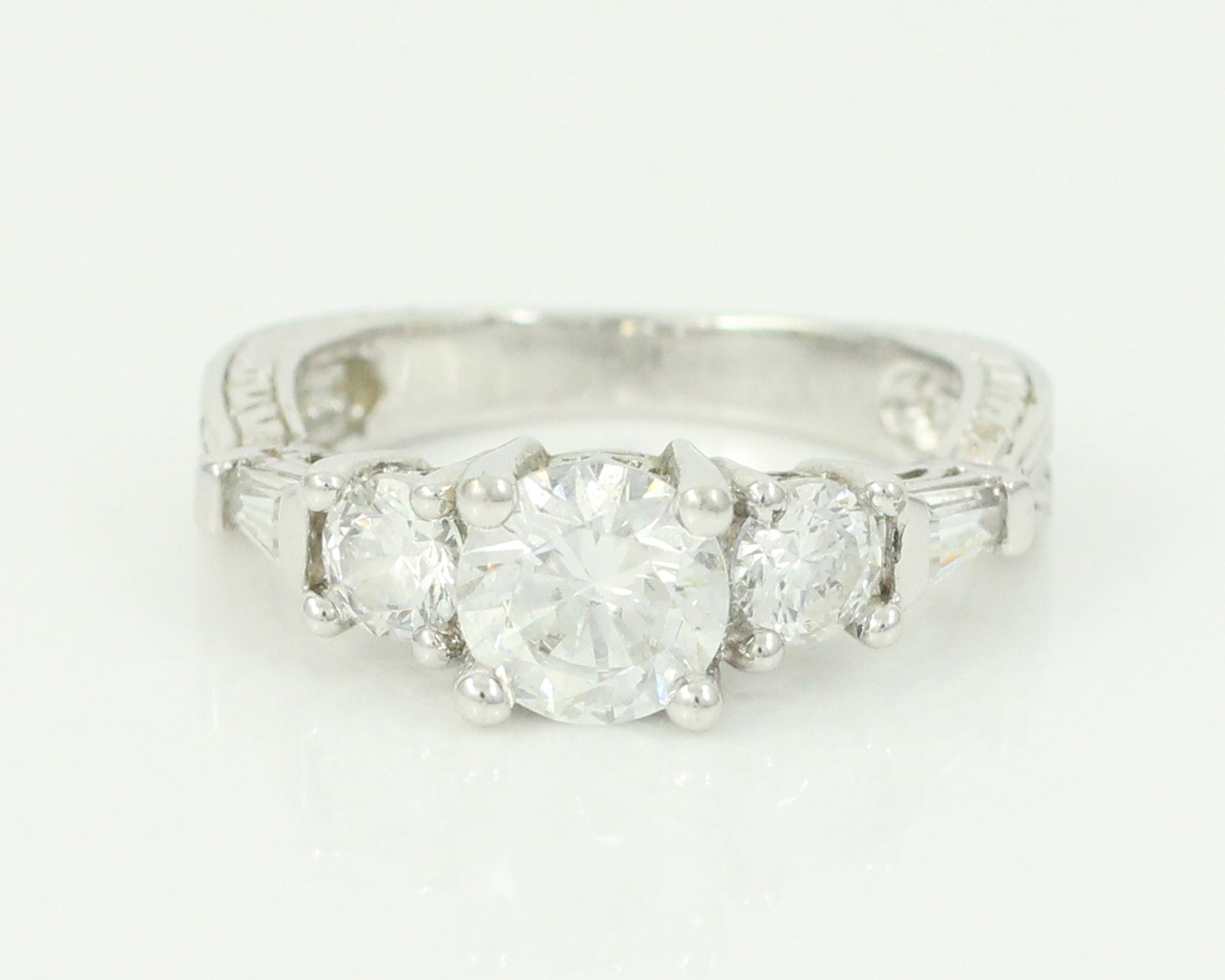 Vintage Diamonique 925 Cubic Zirconia Ring, Ornate Sterling CZ ...